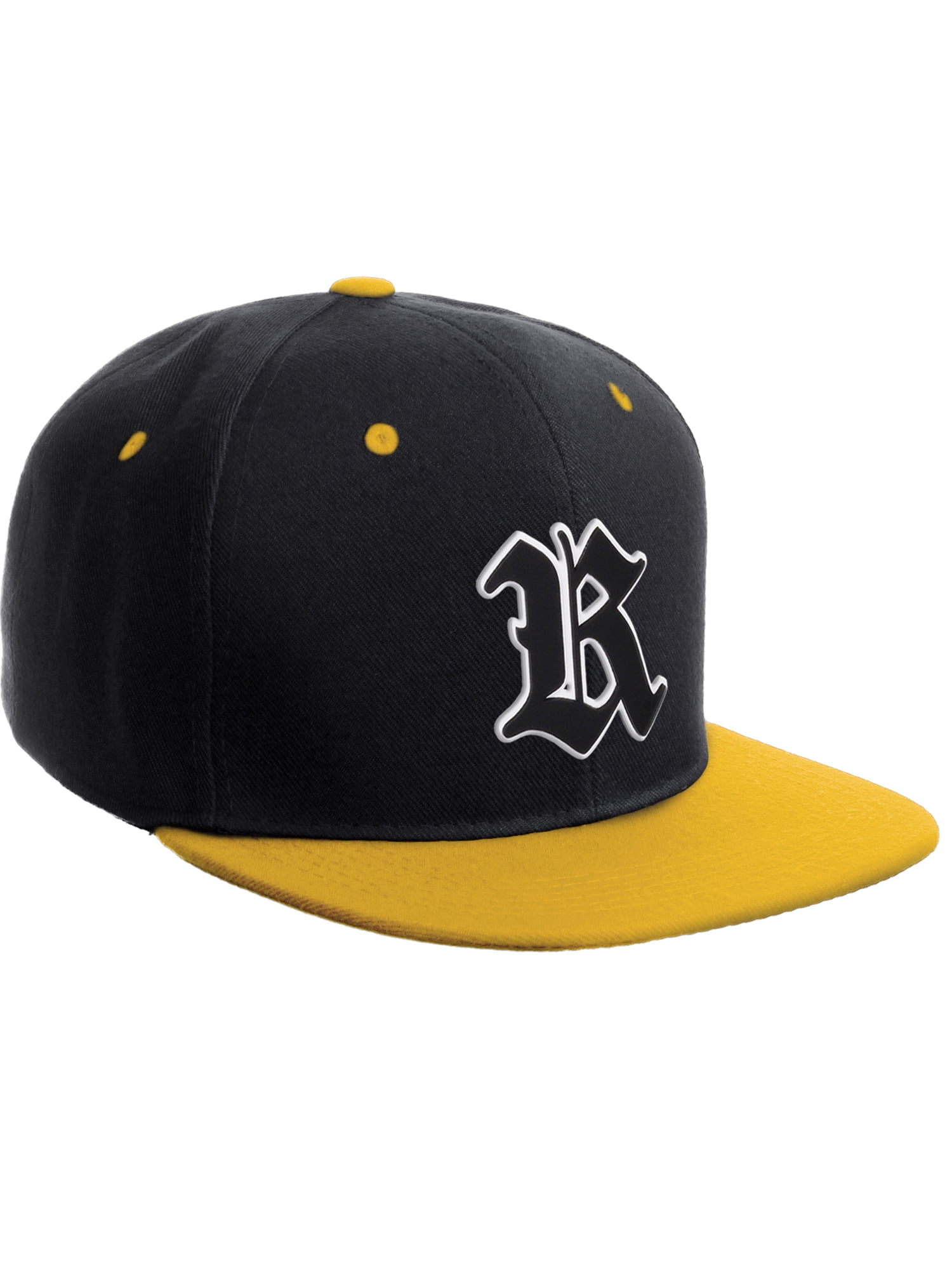 Daxton Classic Snapback Old English A to Z Numbers Initials Flat Bill ...