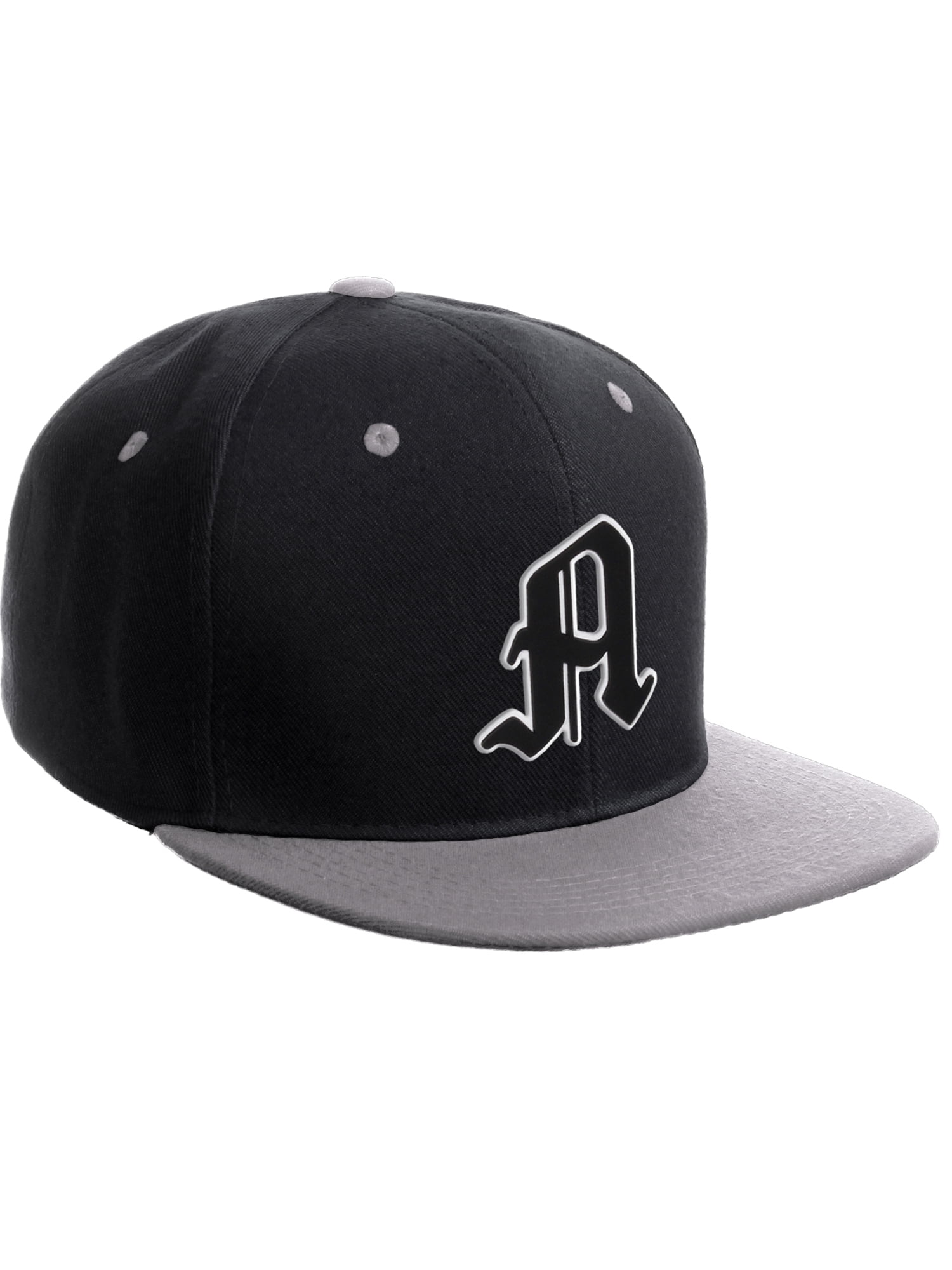 Daxton Classic Snapback Old English A to Z Numbers Initials Flat Bill ...