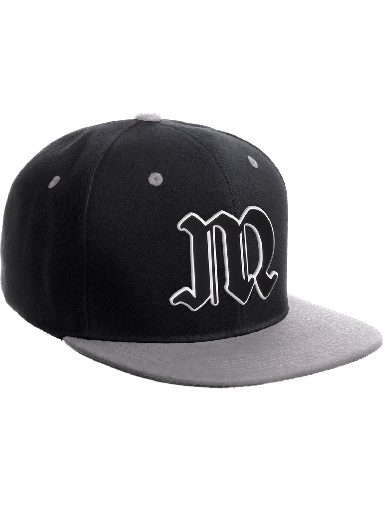 Daxton Classic Snapback Old English A to Z Numbers Initials Flat Bill ...