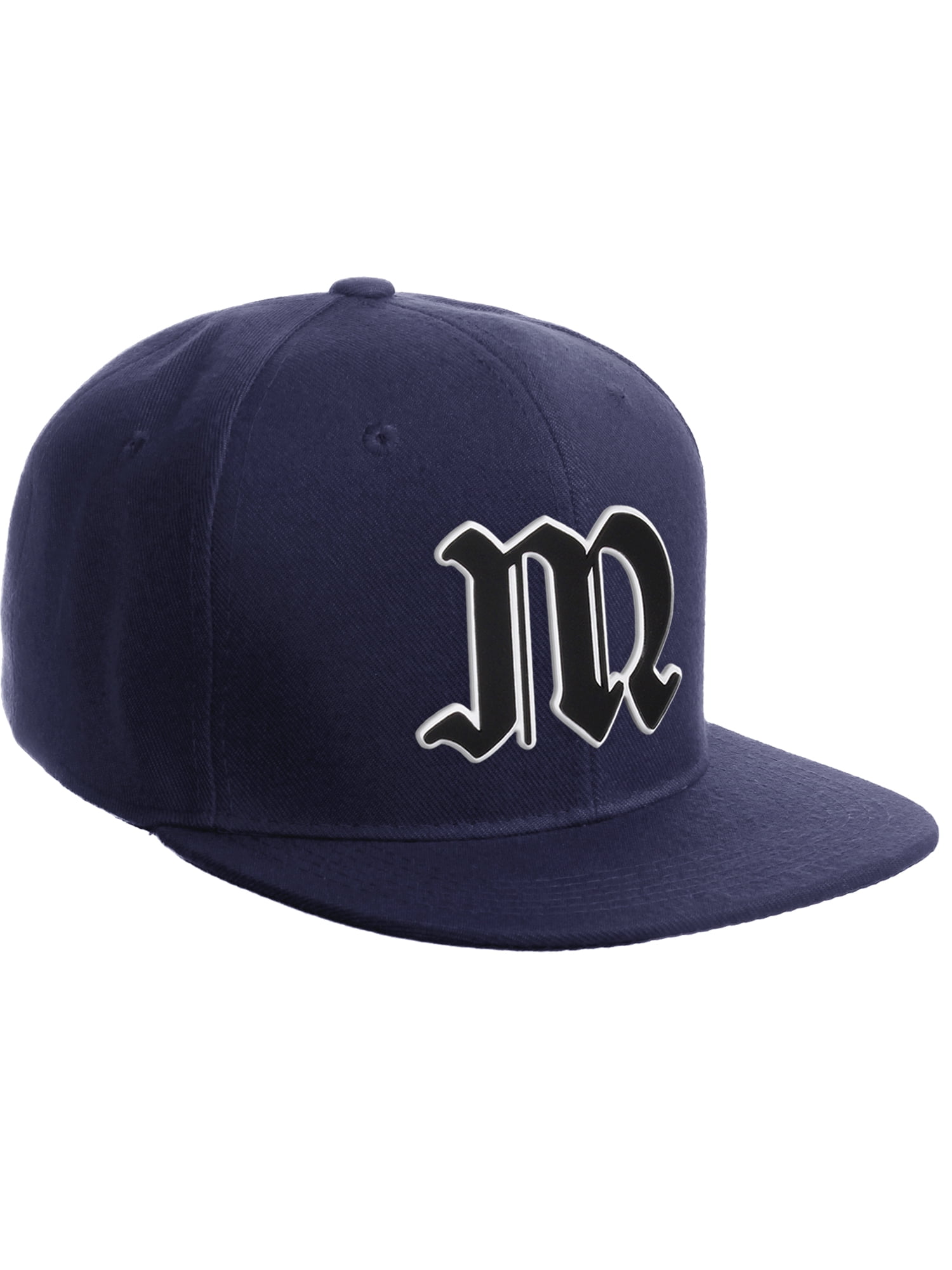 Daxton Classic Snapback Old English A to Z Numbers Initials Flat Bill ...