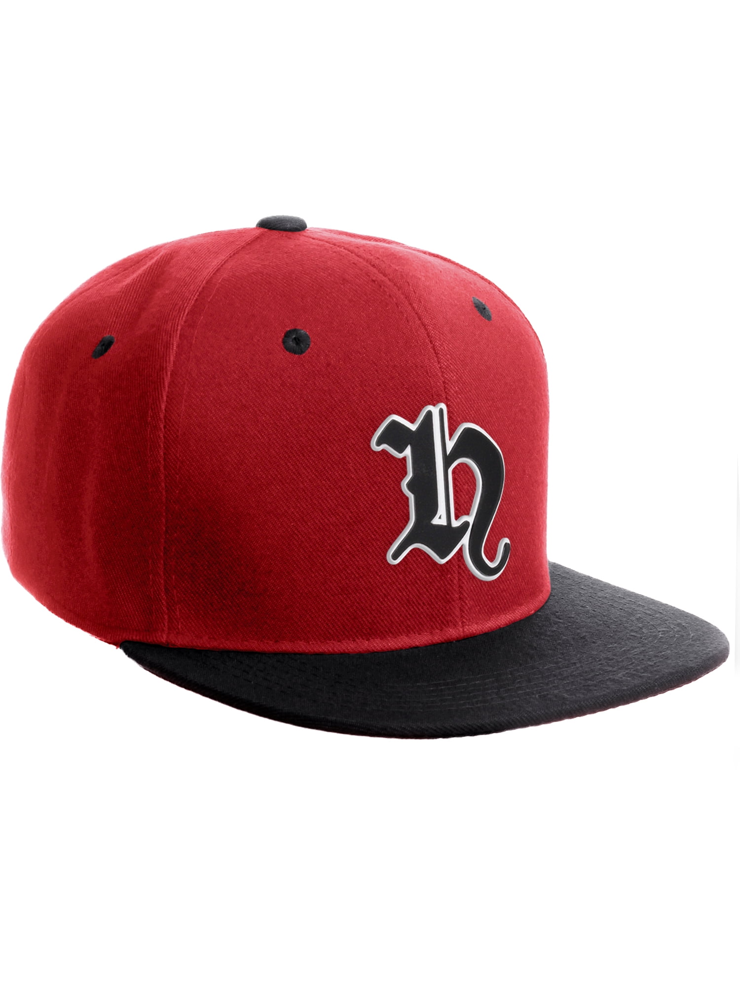 Daxton Classic Snapback Old English A to Z Numbers Initials Flat Bill ...