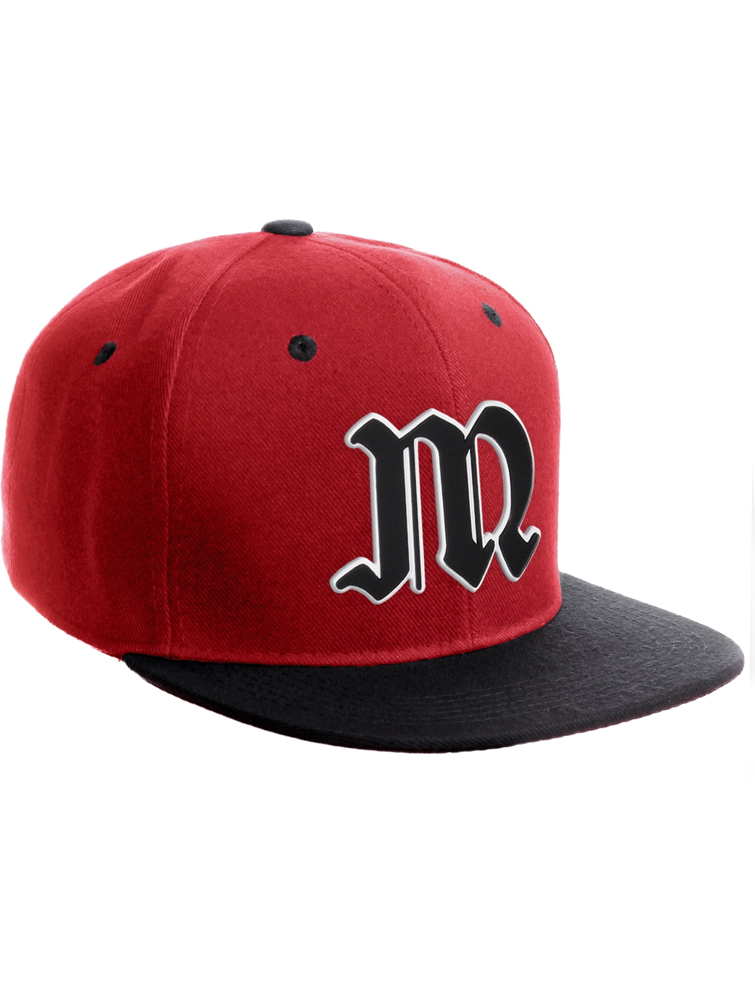 Daxton Classic Snapback Old English A to Z Numbers Initials Flat Bill ...