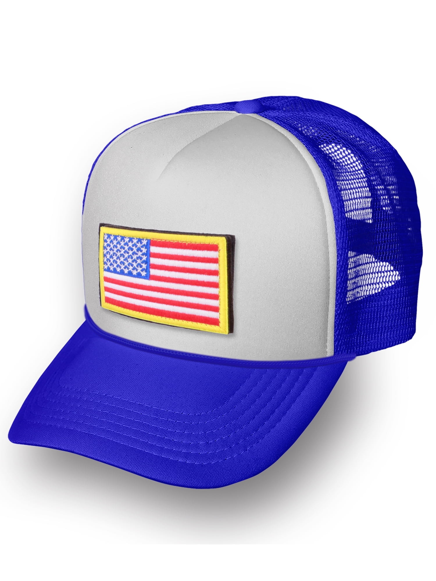 Daxton Foam Trucker Snapback Hat Embroidery Gold Royal Red White US ...