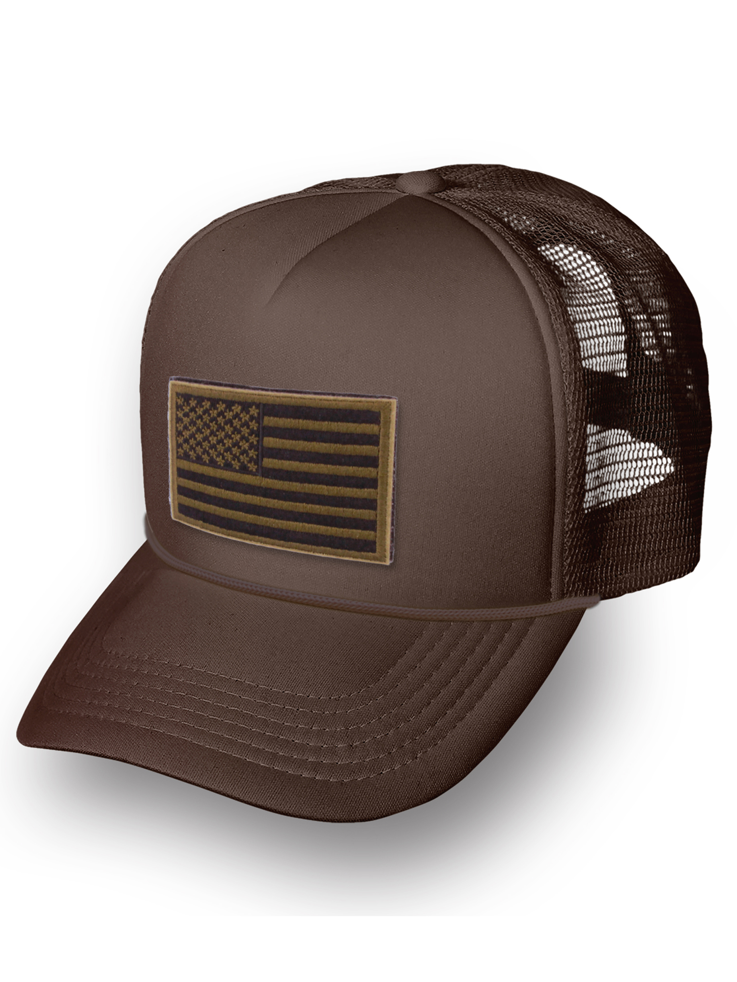Daxton Foam Trucker Snapback Hat Velcro Embroidery Olive Black US Flag ...