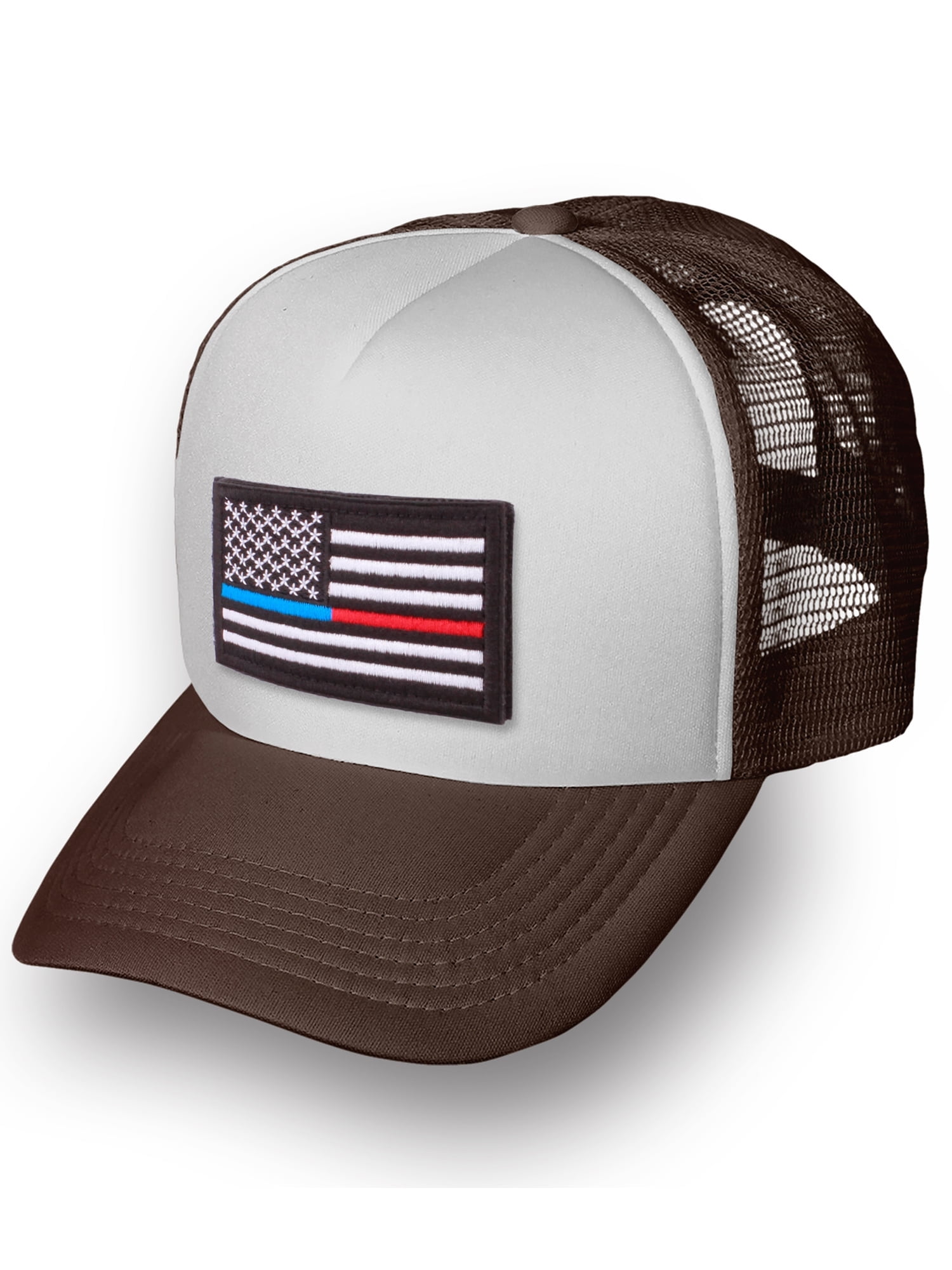 Daxton Foam Trucker Snapback Hat Embroidery PF Black White US Flag ...