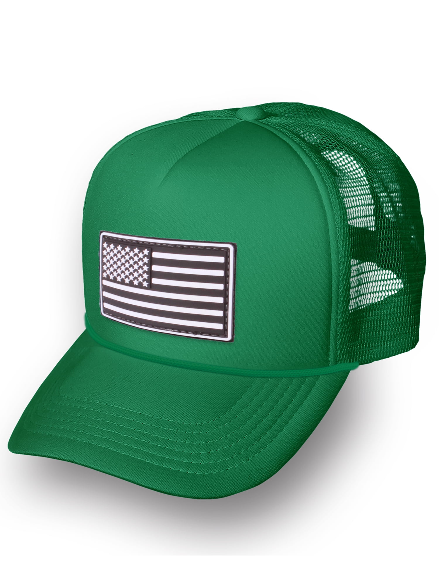 Daxton Foam Trucker Snapback Hat Velcro Silicone Black White US Flag ...