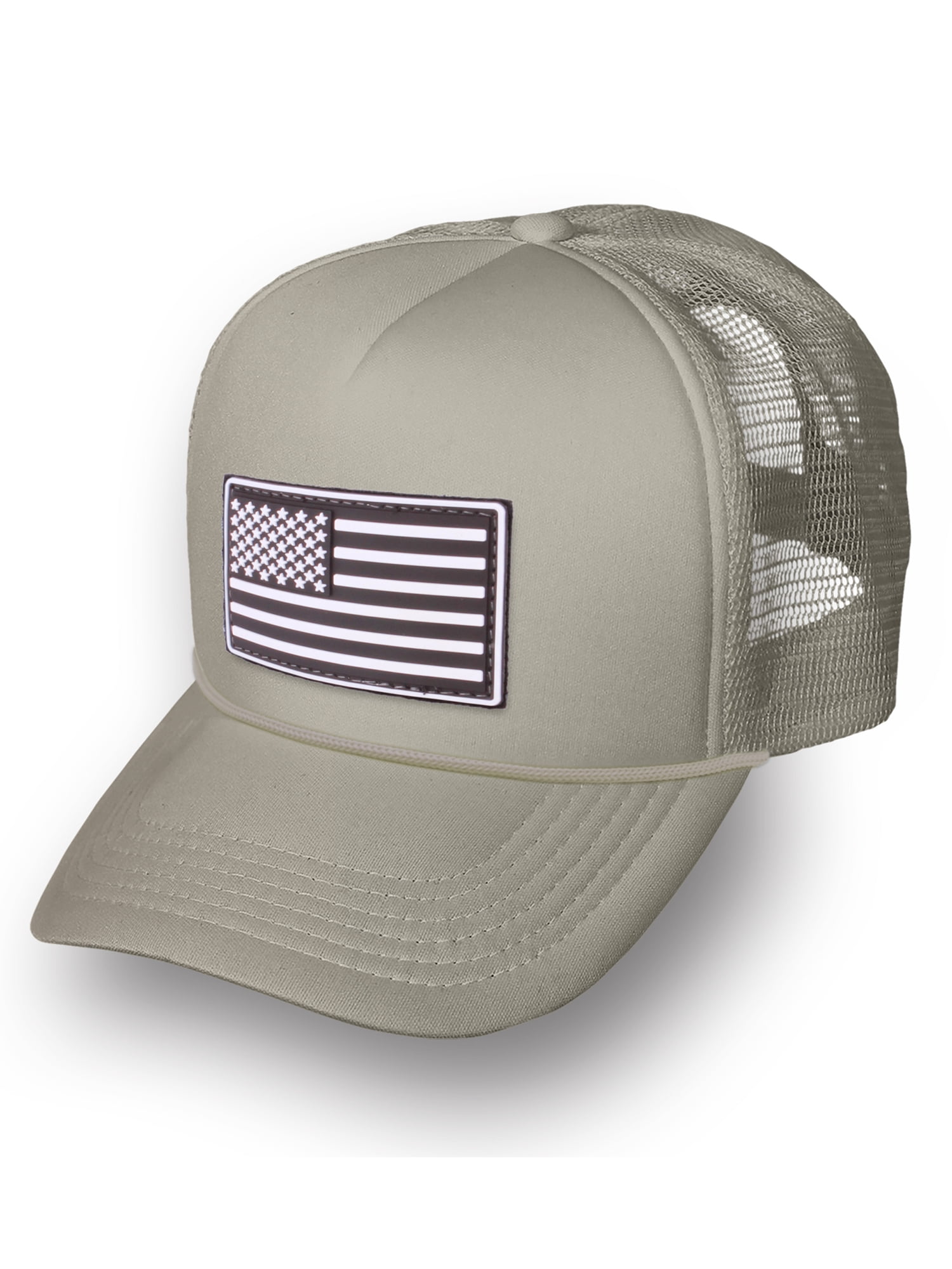 Daxton Foam Trucker Snapback Hat Velcro Silicone Black White US Flag ...