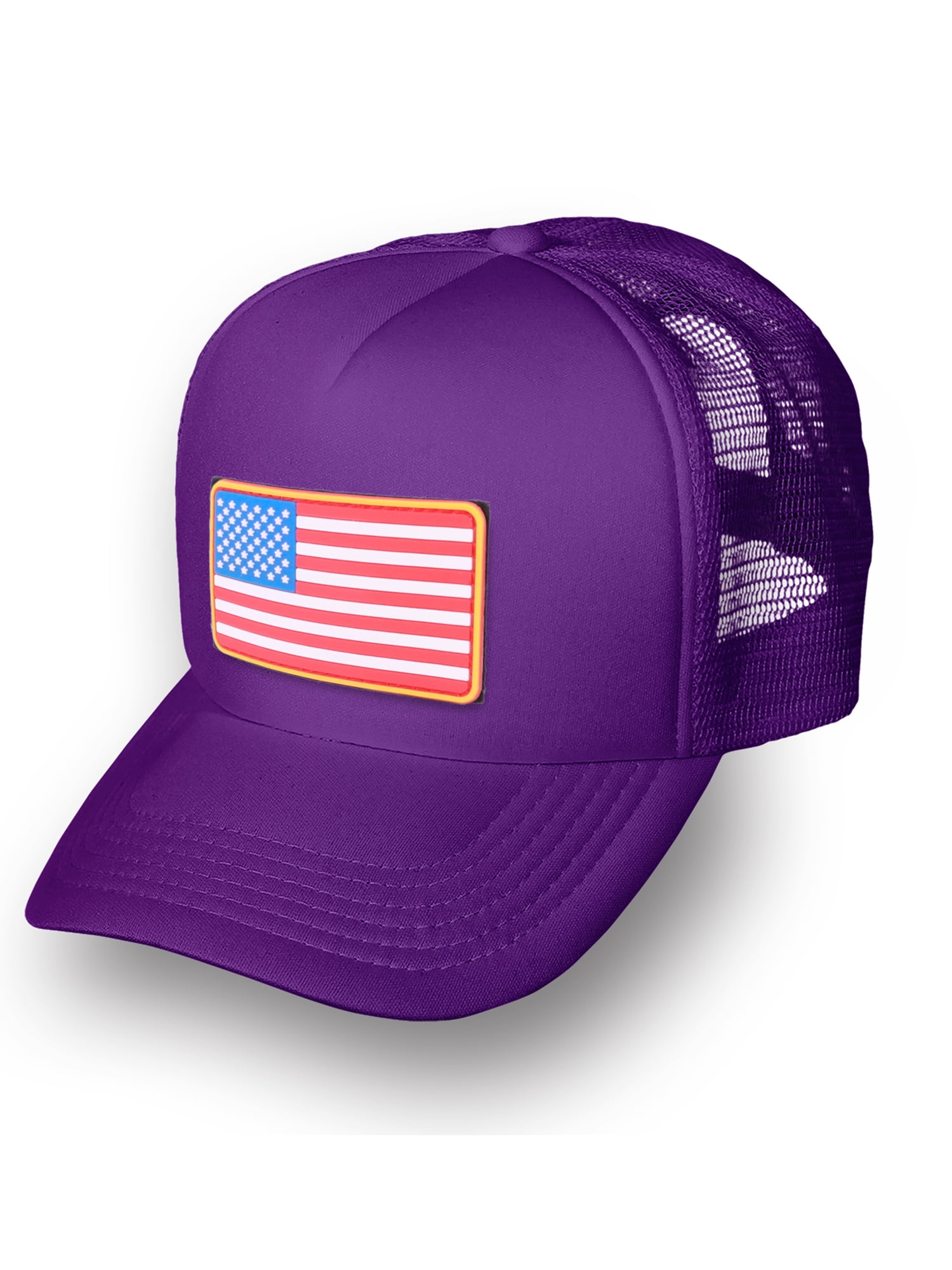 Daxton Foam Trucker Snapback Hat Silicone Gold Royal Red White US Flag ...