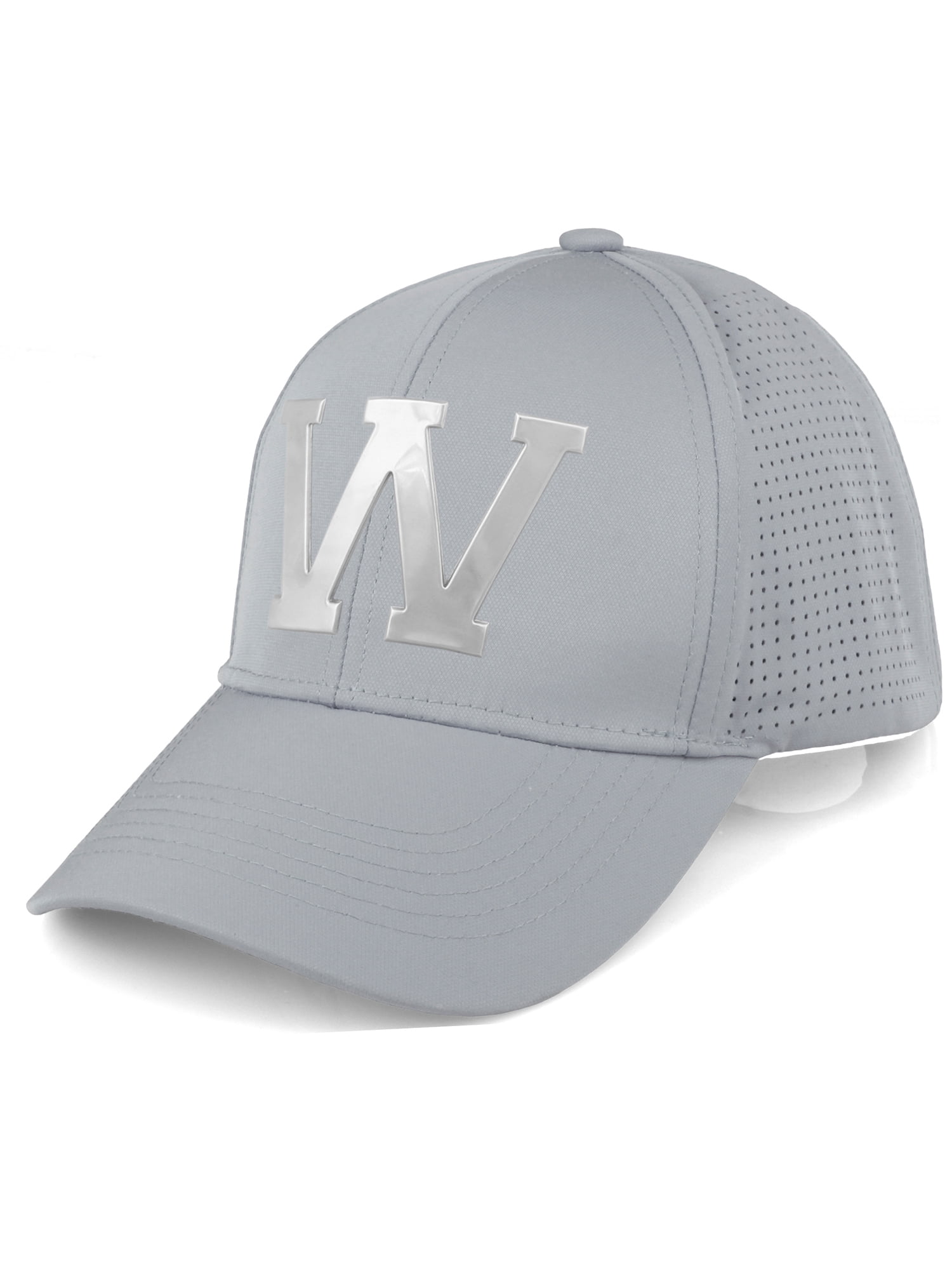 Daxton Performance Cool Tech Baseball Hat - Light Gray Cap, Silver Logo ...