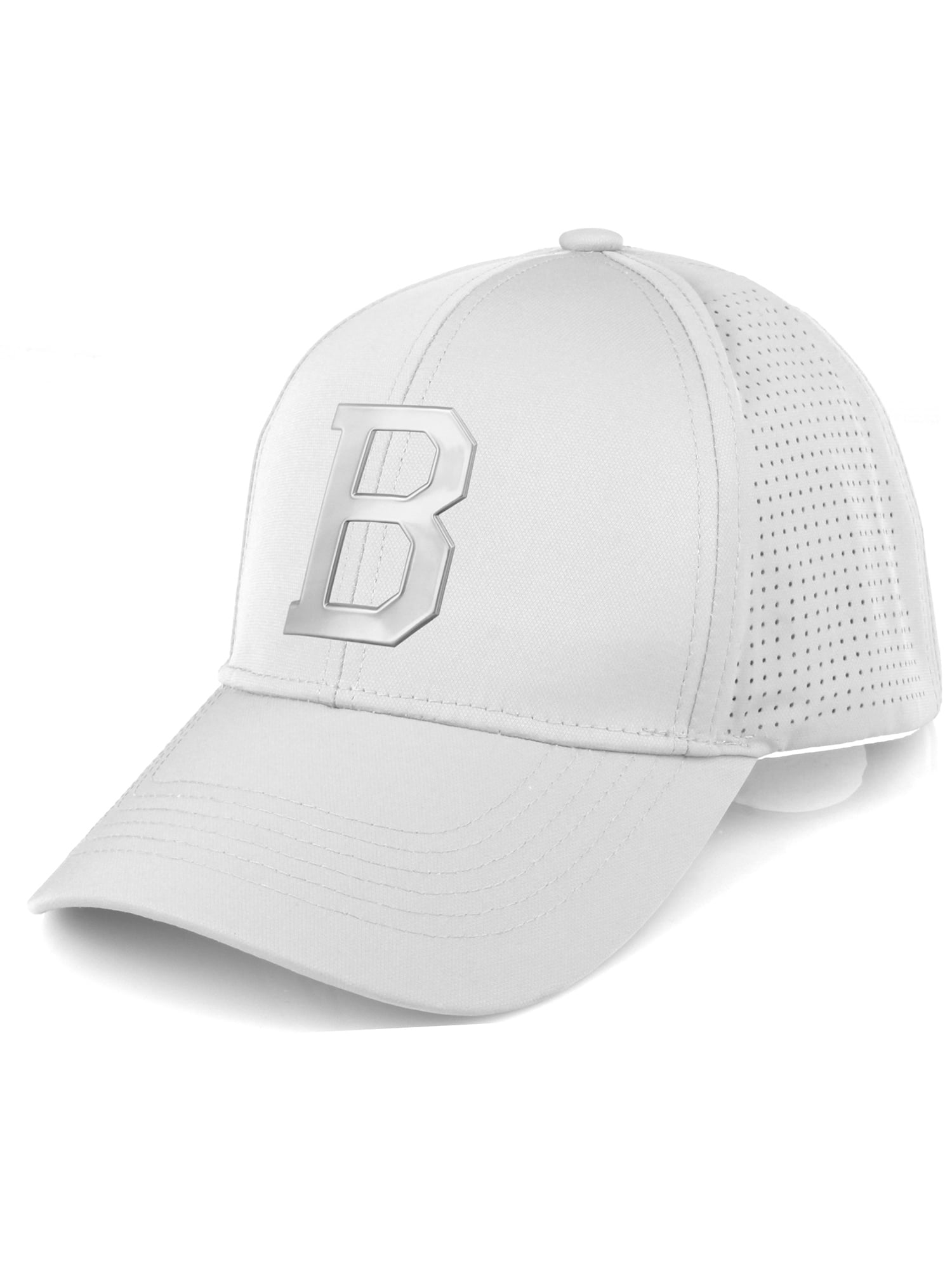 Daxton Performance Cool Tech Baseball Hat - White Cap, Silver Logo ...