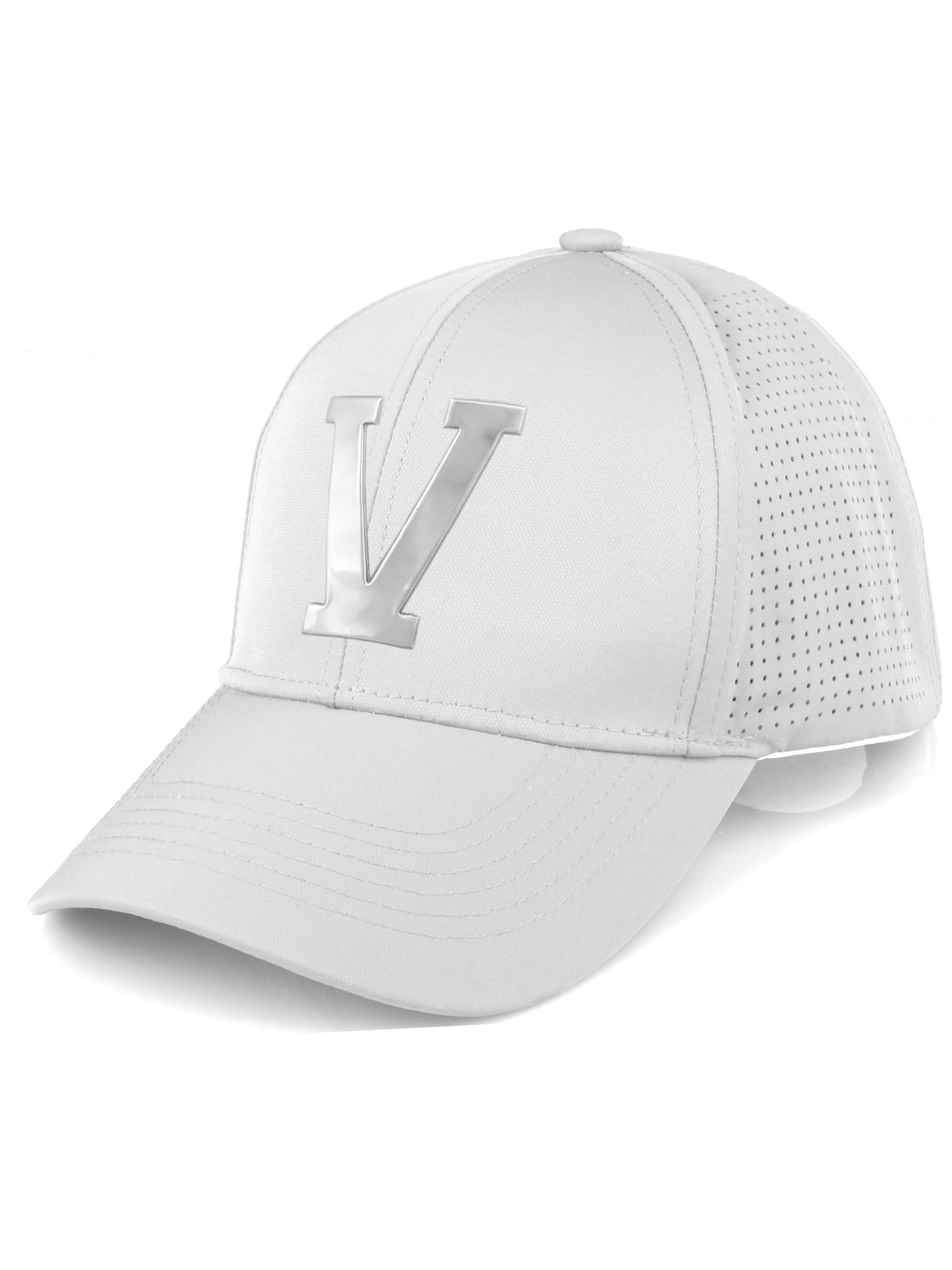 Daxton Performance Cool Tech Baseball Hat - White Cap, Silver Logo ...