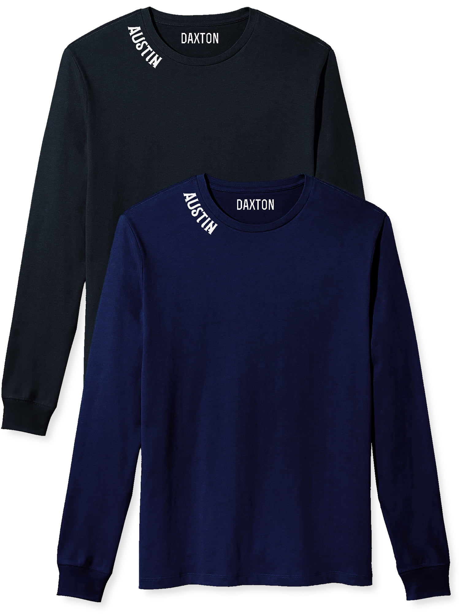 Daxton Premium Austin Men Long Sleeves T Shirt Ultra Soft Medium Weight Cotton, 2Pk Blak White ...