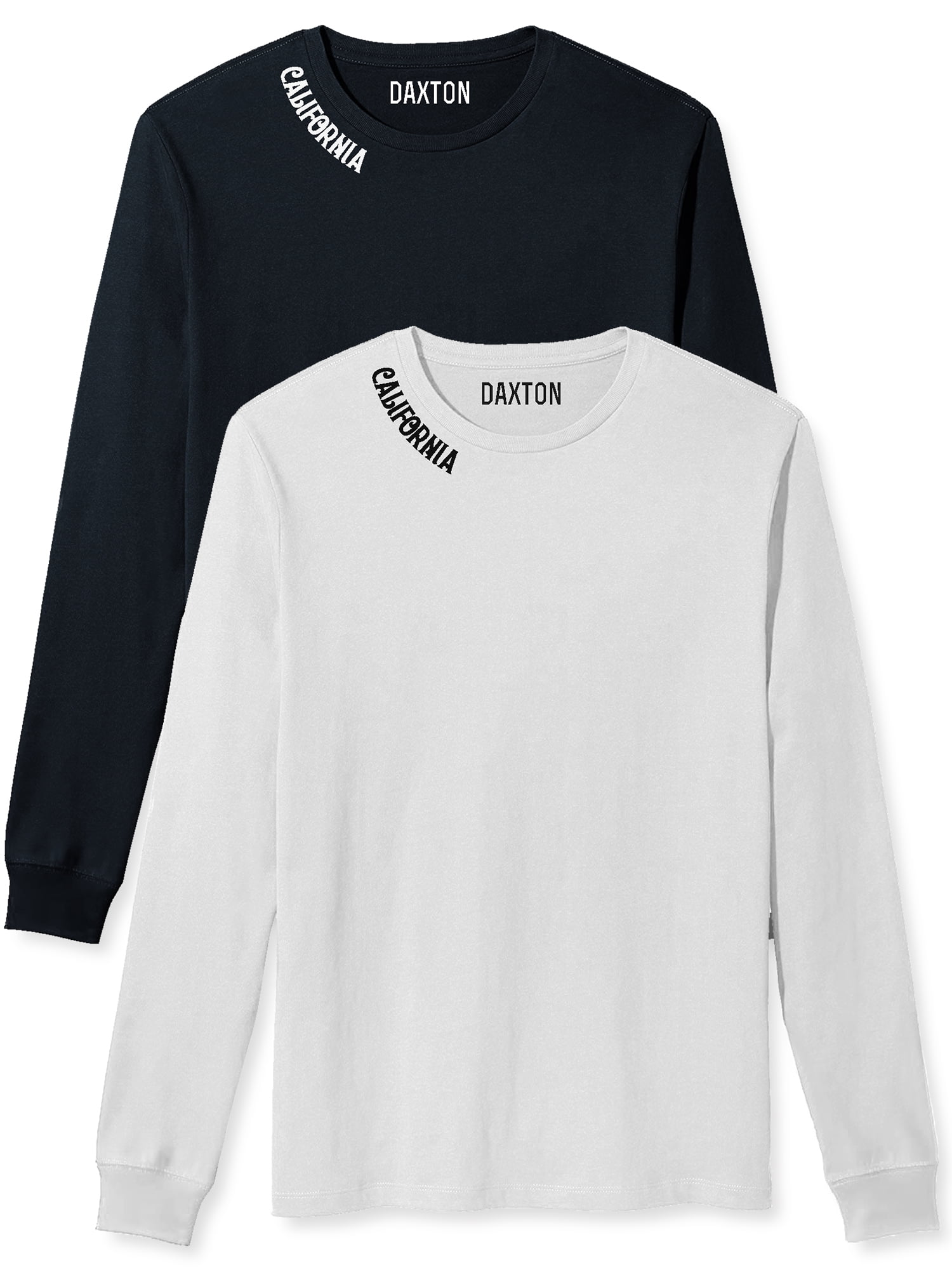 Daxton Premium California Men Long Sleeves T Shirt Ultra Soft Medium Weight Cotton, 2Pk Black ...