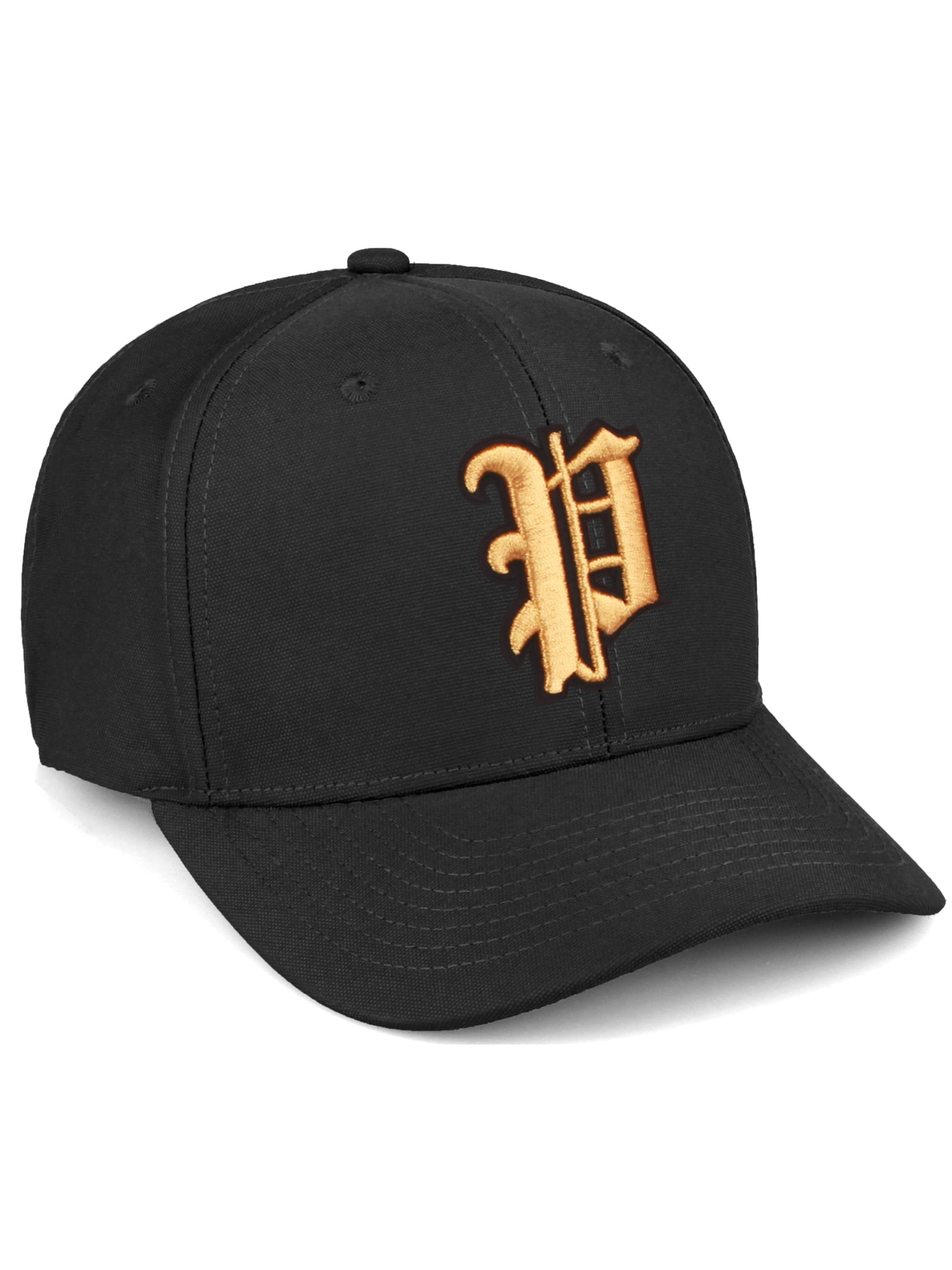 Daxton Premium Mid Profile Hat Semi Curved Visor Black Cap Black Gold ...