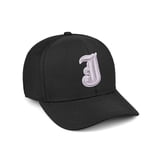 Daxton Premium Mid Profile Hat Semi Curved Visor Black Cap White Silver ...