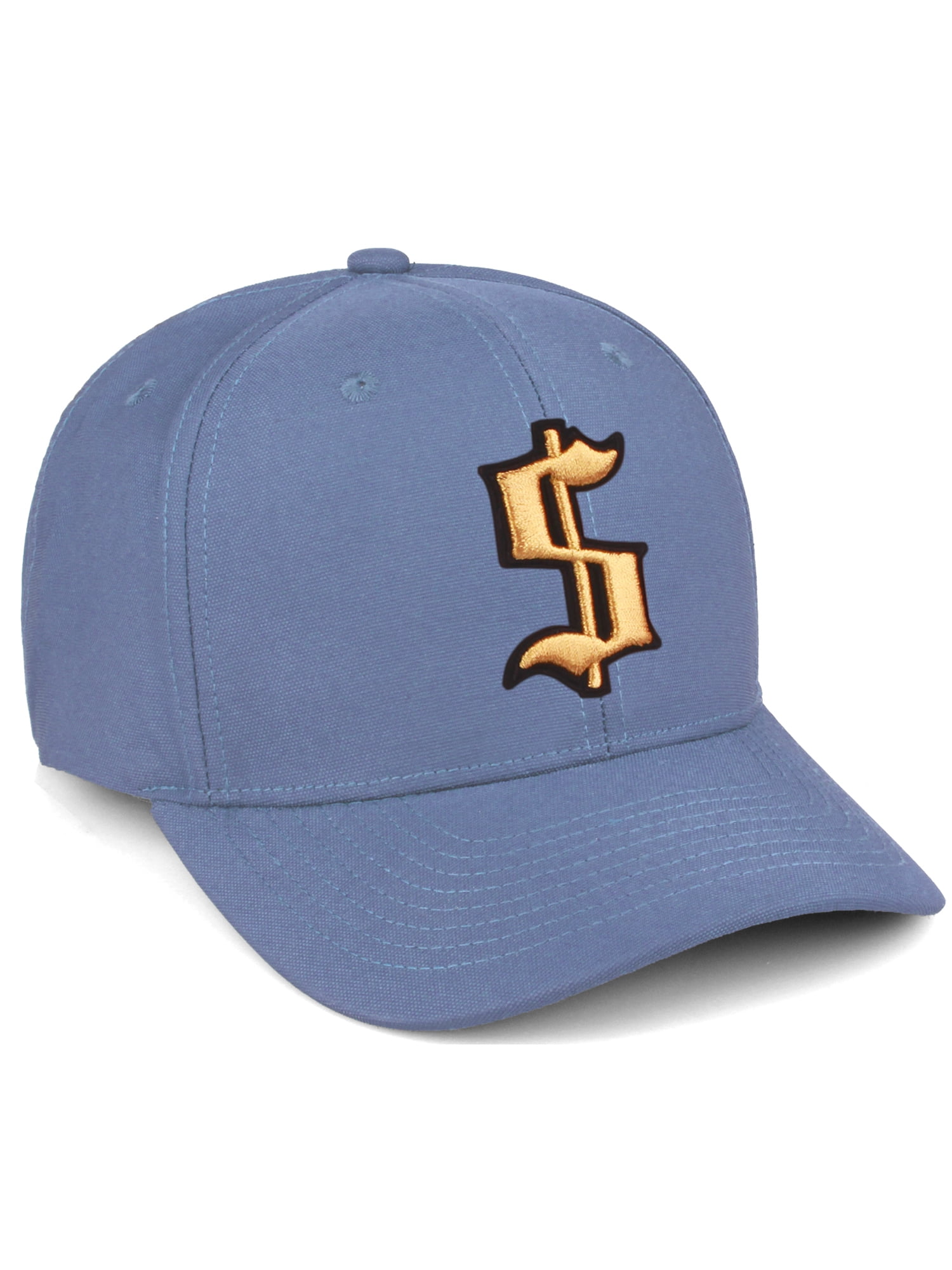 Daxton Premium Mid Profile Hat Semi Curved Visor Dusty Blue Cap Black ...