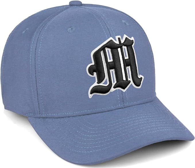 Daxton Premium Mid Profile Hat Semi Curved Visor Dusty Blue Cap White ...
