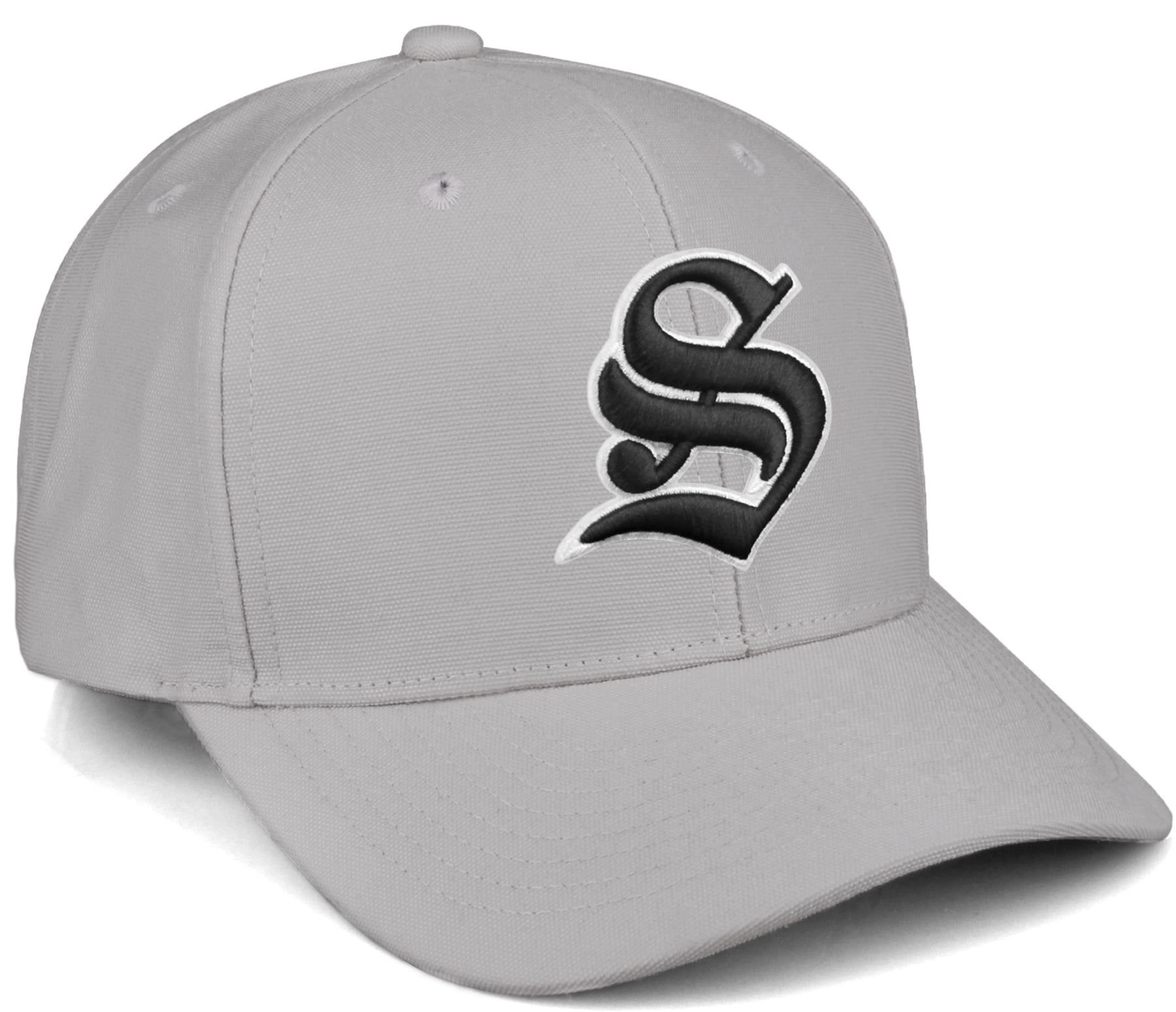 Daxton Premium Mid Profile Hat Semi Curved Visor Light Grey Cap White ...