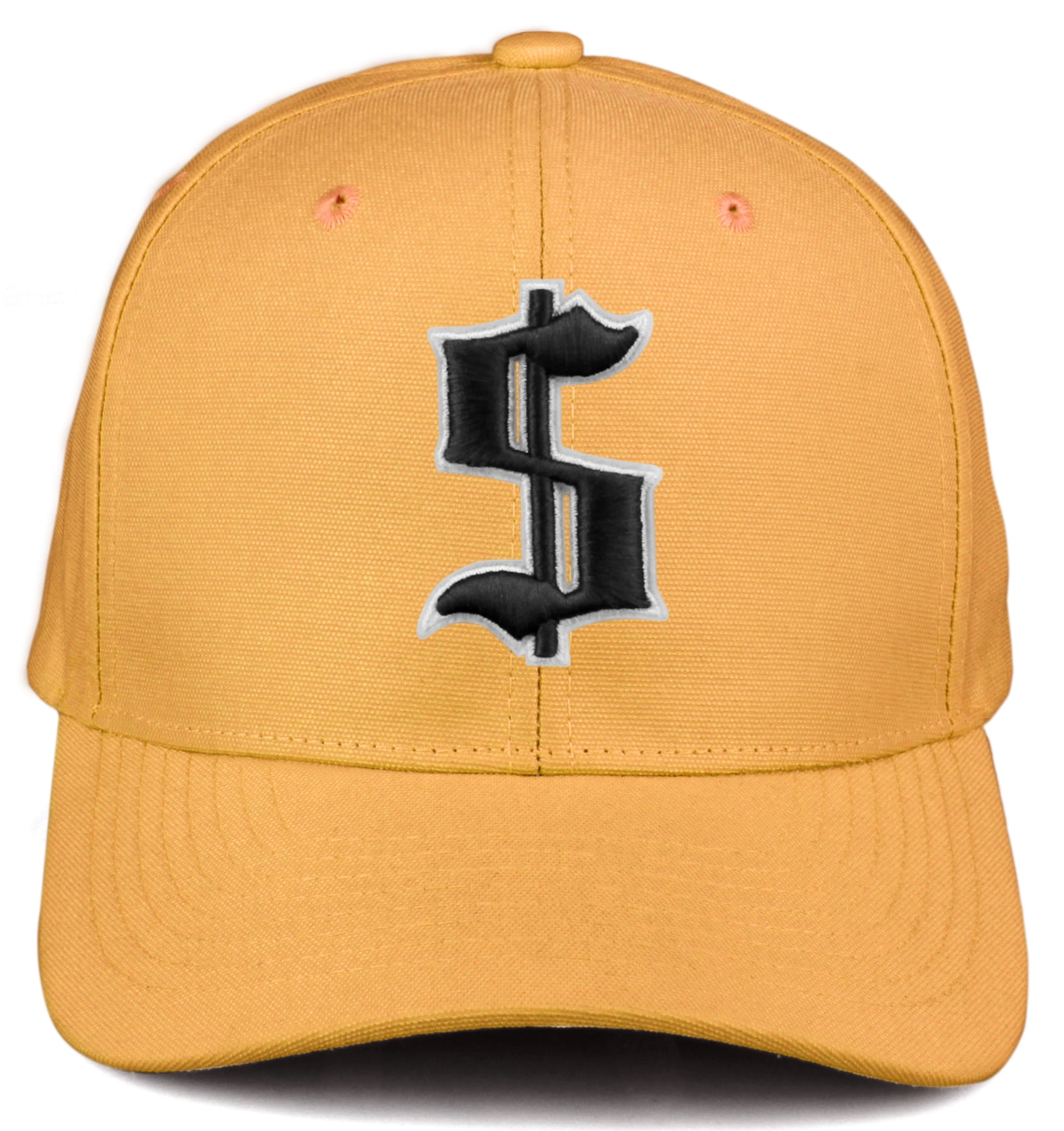 Daxton Premium Mid Profile Hat Semi Curved Visor Mustard Cap White ...