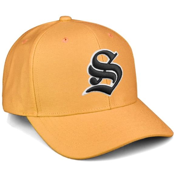 Daxton Premium Mid Profile Hat Semi Curved Visor Mustard Cap White ...