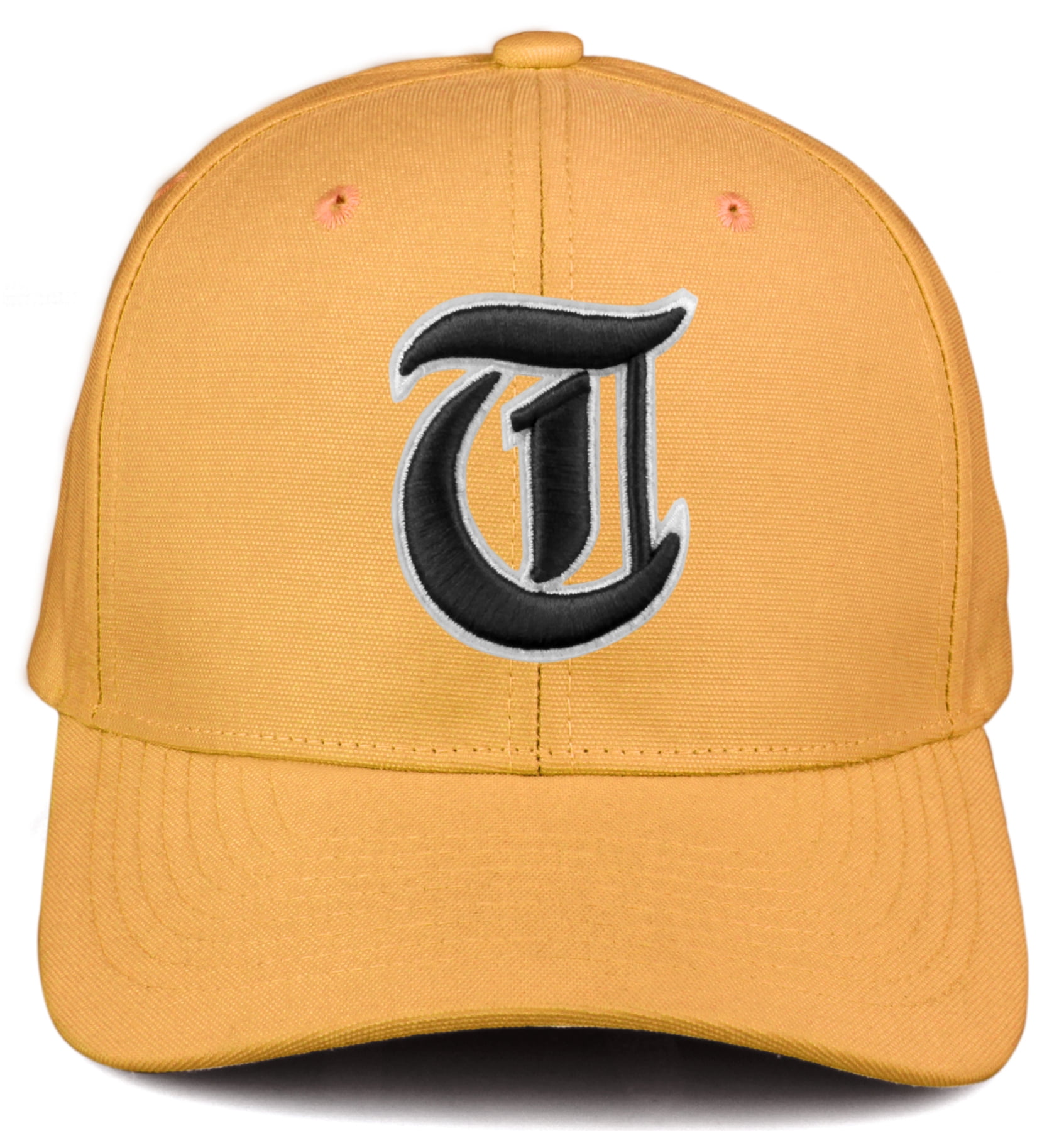 Daxton Premium Mid Profile Hat Semi Curved Visor Mustard Cap White ...