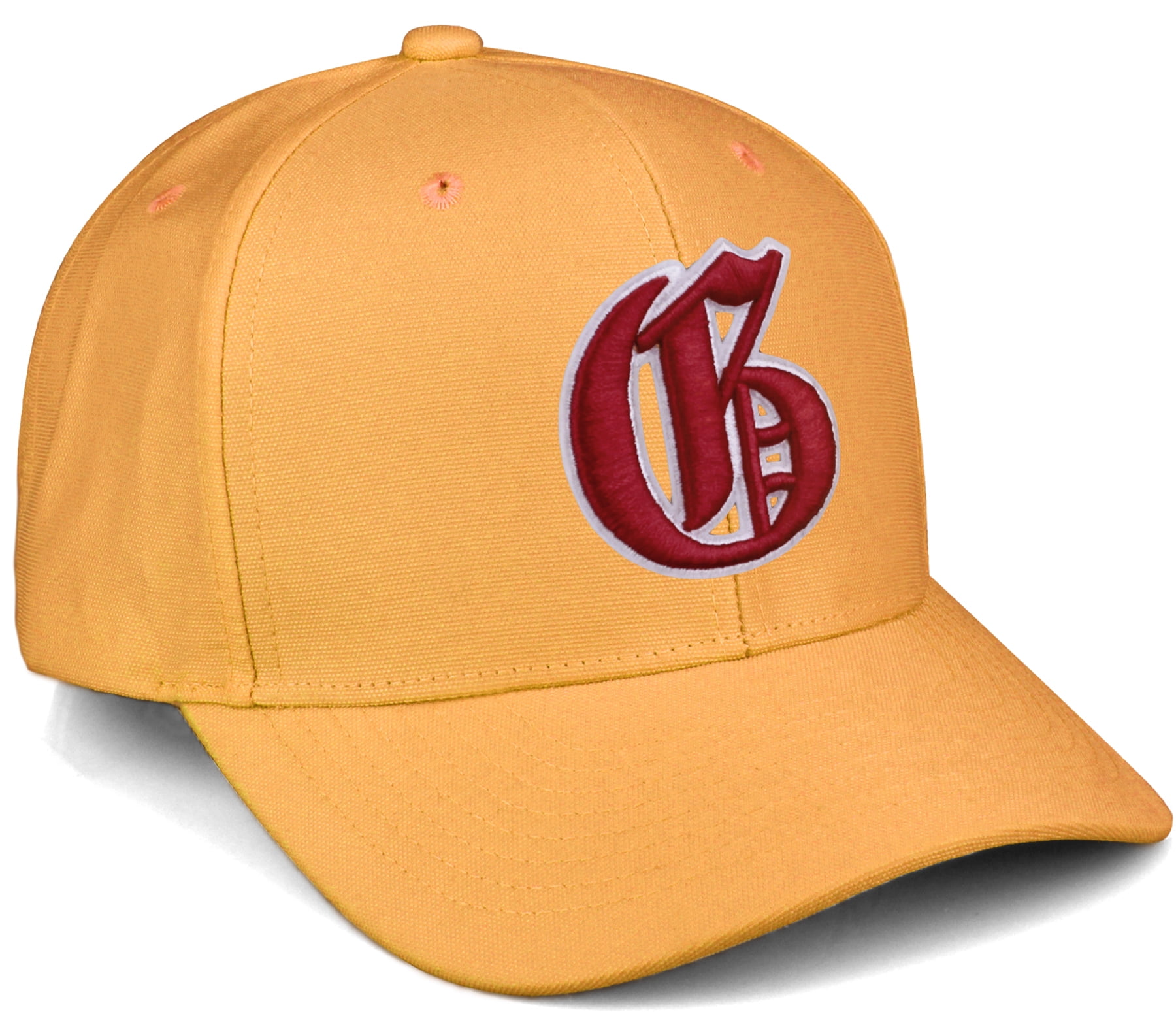 Daxton Premium Mid Profile Hat Semi Curved Visor Mustard Cap White Red ...