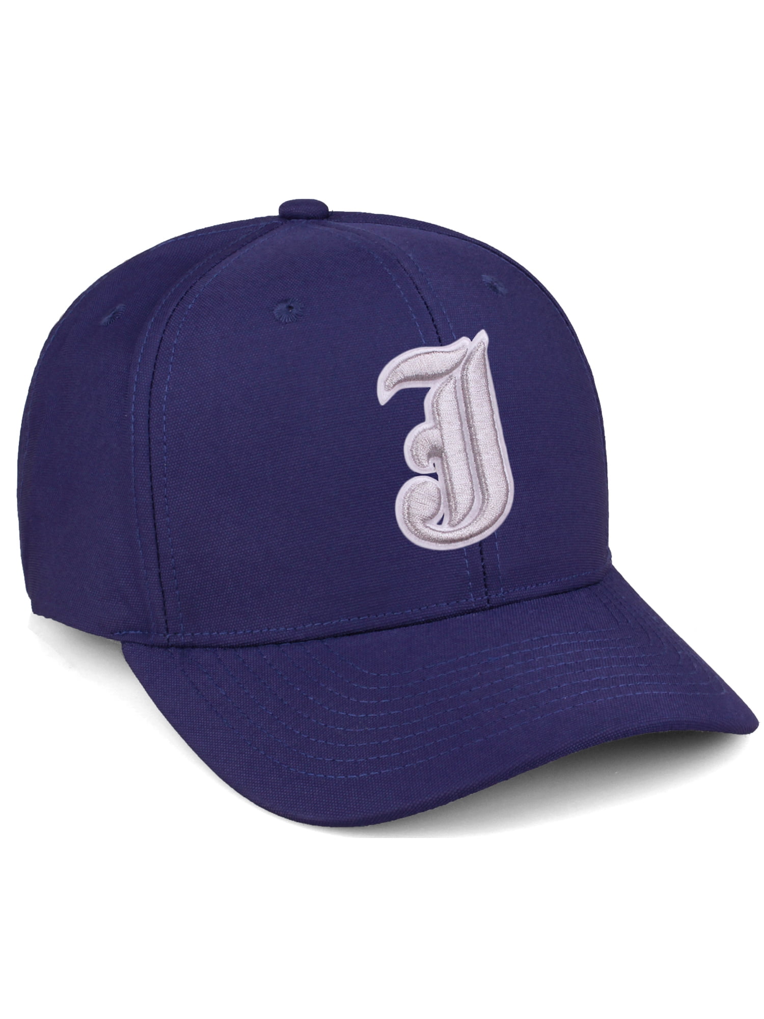 Daxton Premium Mid Profile Hat Semi Curved Visor Navy Cap White Silver ...