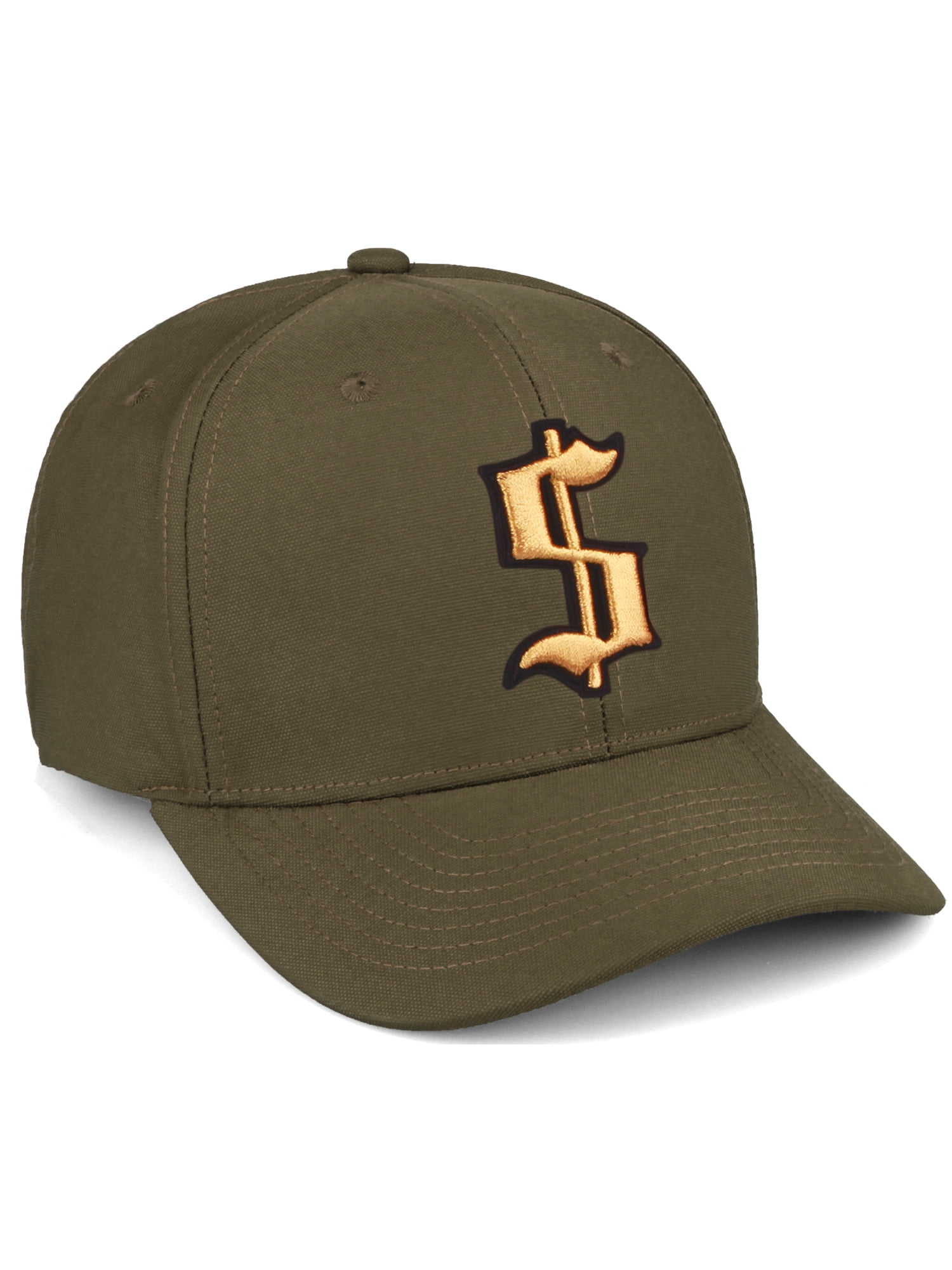 Daxton Premium Mid Profile Hat Semi Curved Visor Olive Cap Black Gold ...