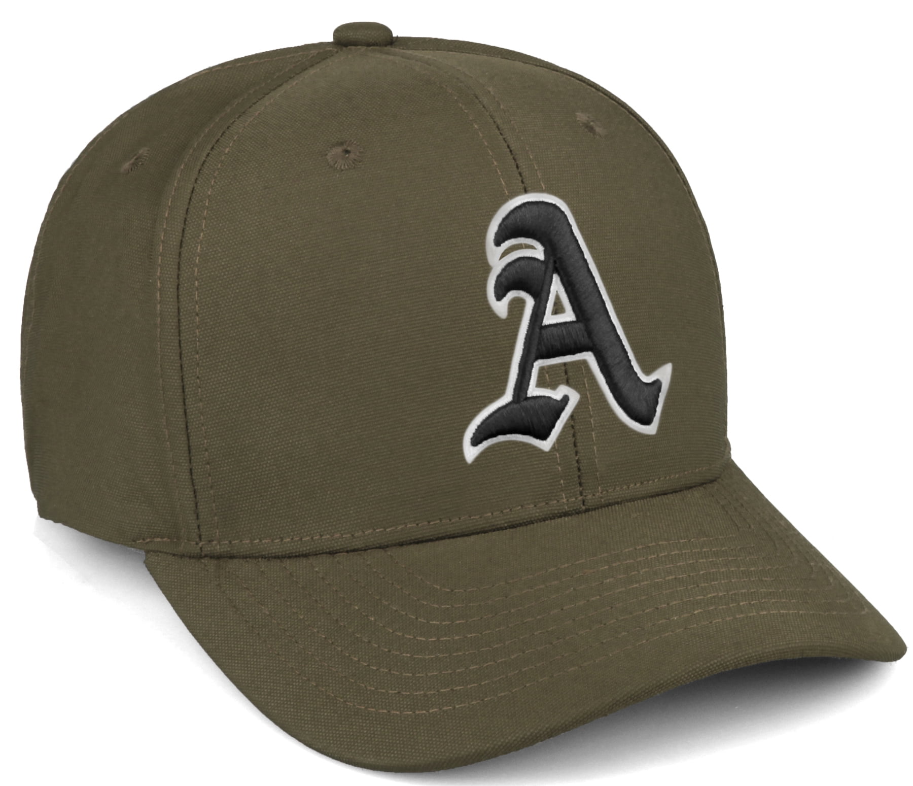 Daxton Premium Mid Profile Hat Semi Curved Visor Olive Cap White Black ...