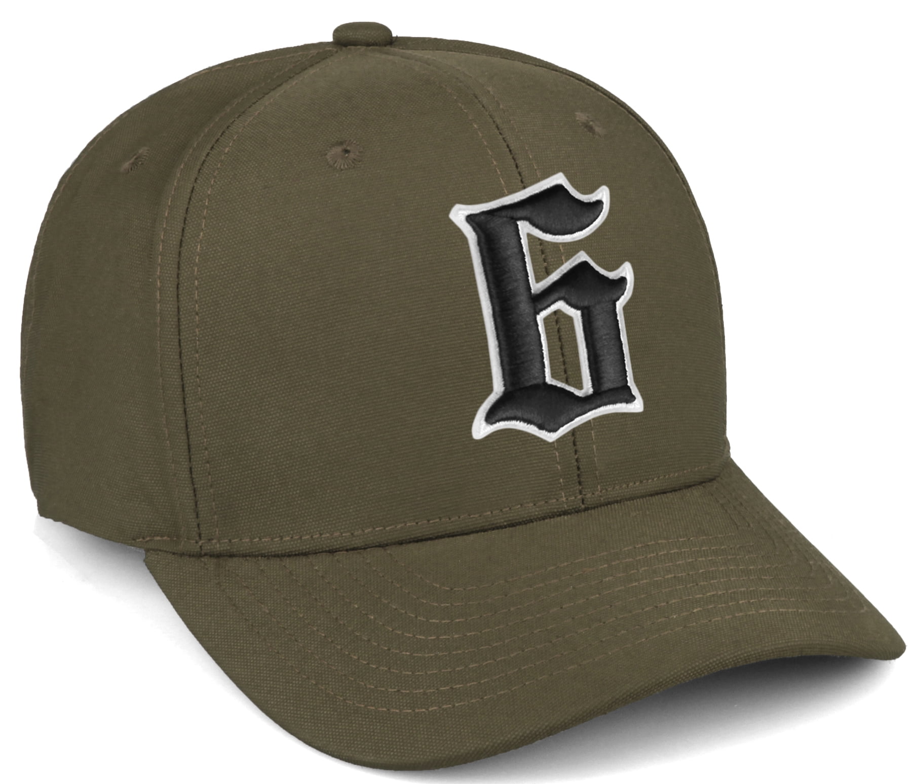 Daxton Premium Mid Profile Hat Semi Curved Visor Olive Cap White Black ...