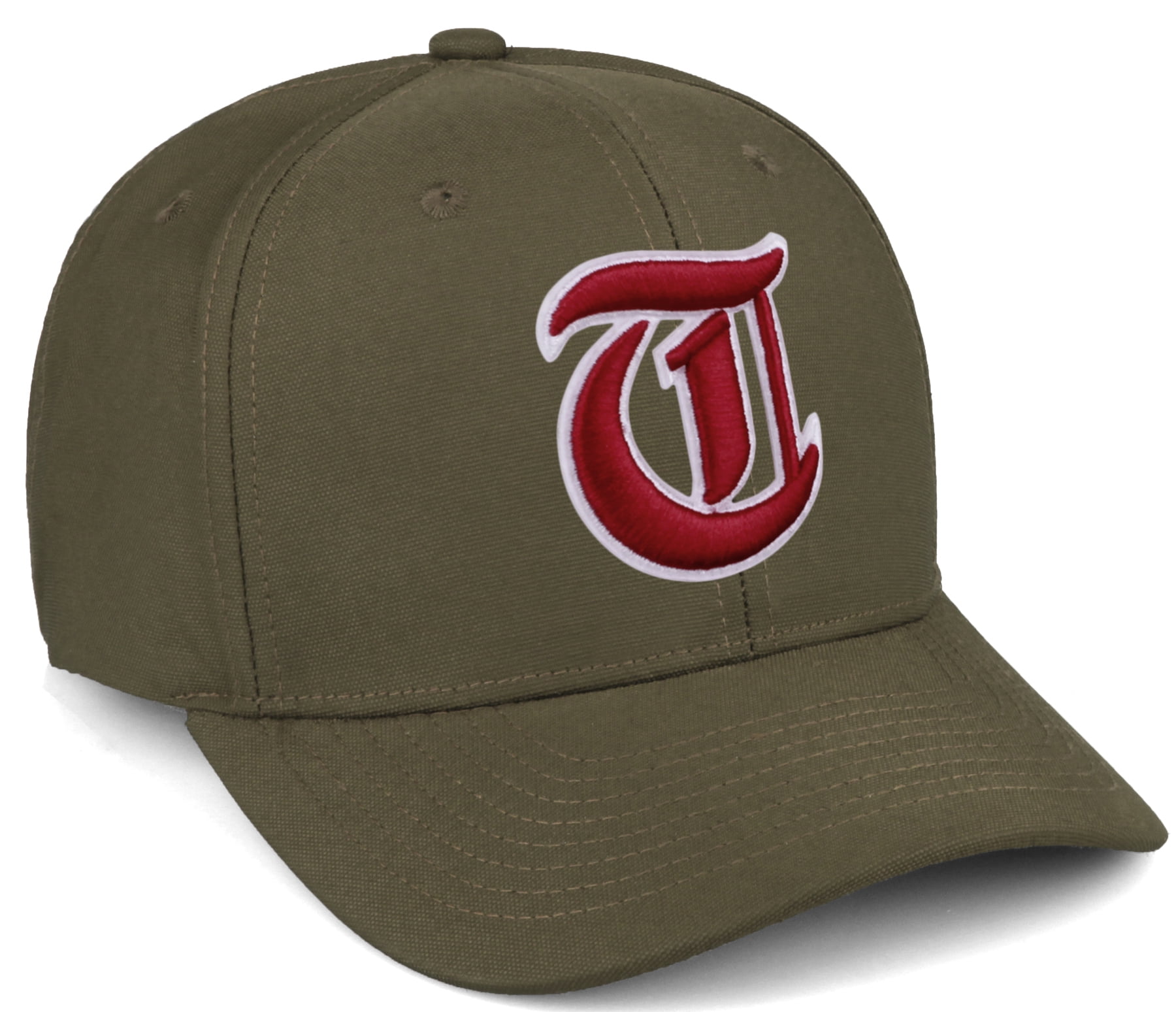 Daxton Premium Mid Profile Hat Semi Curved Visor Olive Cap White Red ...