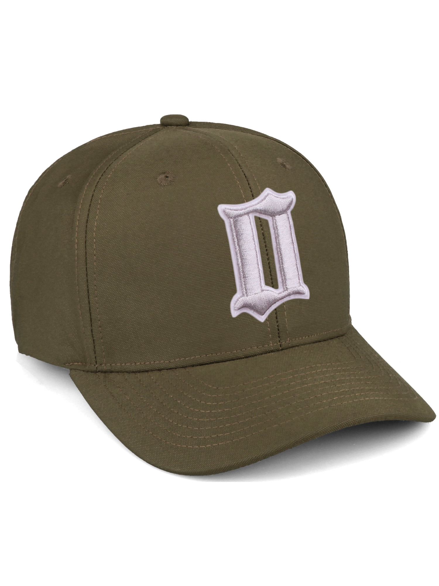 Daxton Premium Mid Profile Hat Semi Curved Visor Olive Cap White Silver ...