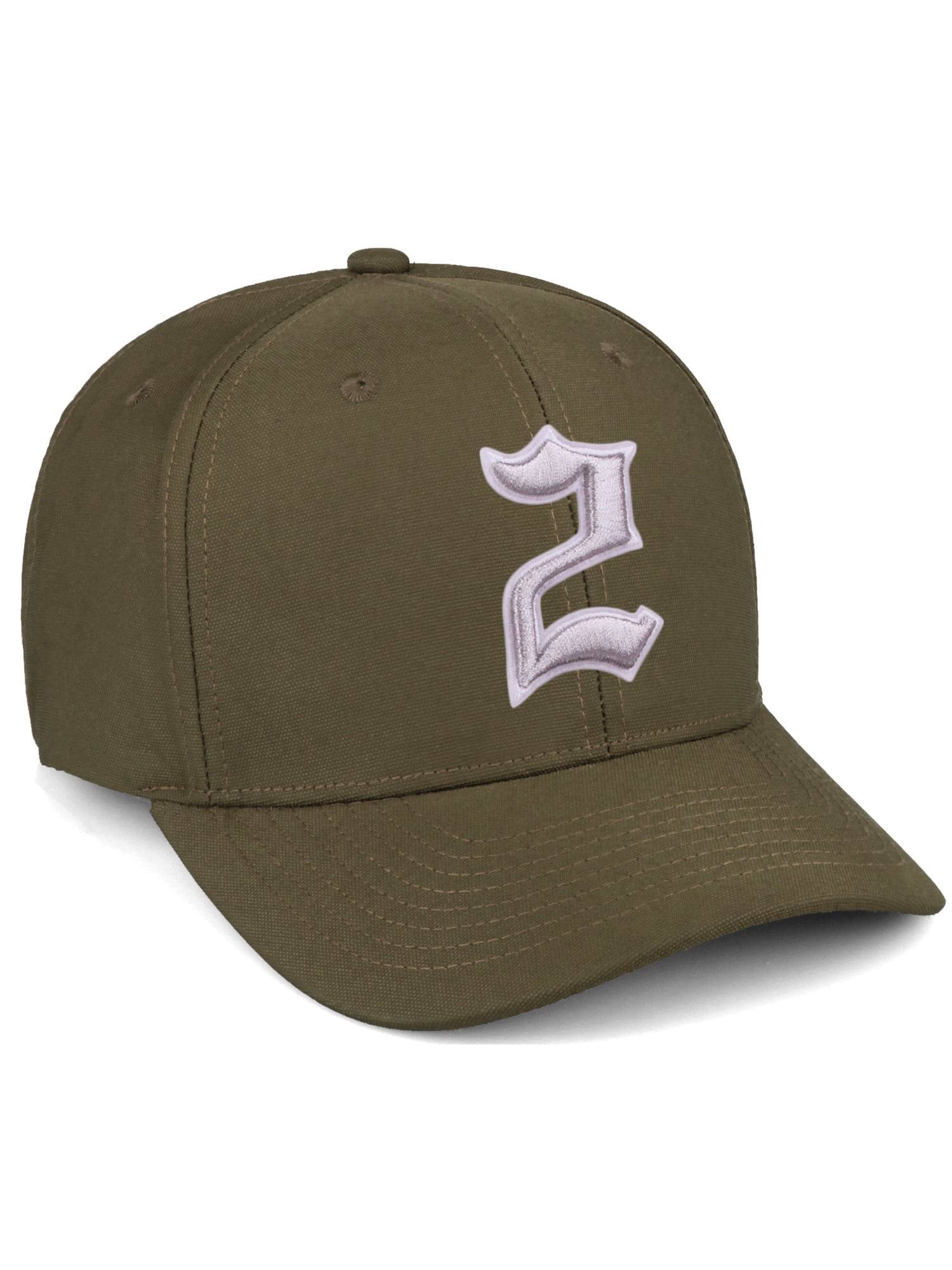 Daxton Premium Mid Profile Hat Semi Curved Visor Olive Cap White Silver ...