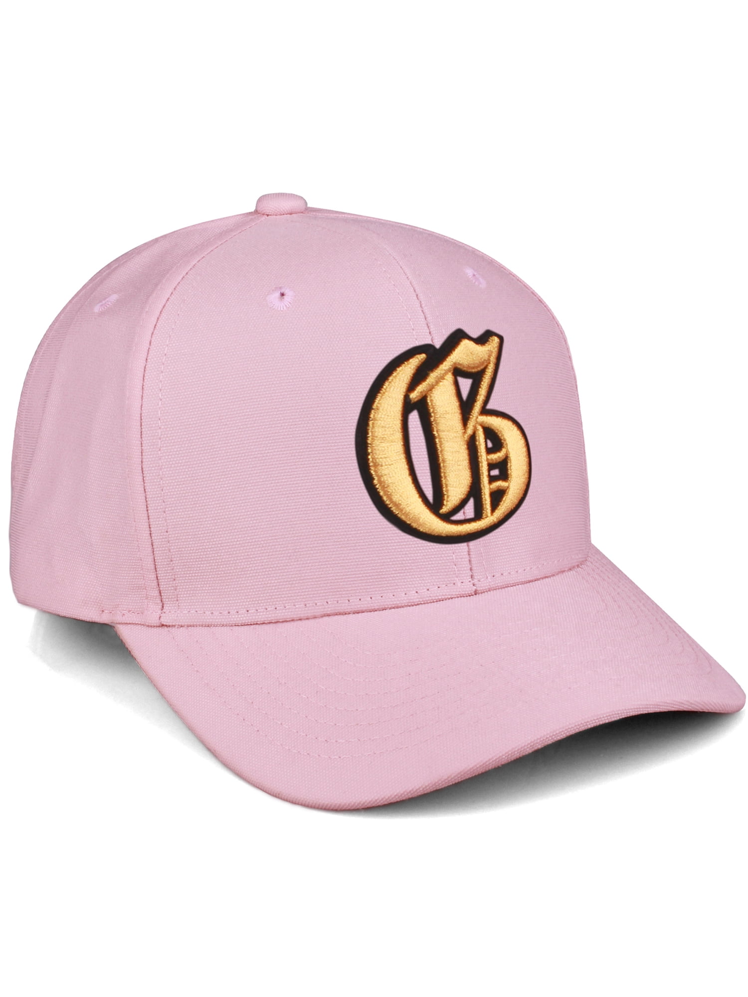 Daxton Premium Mid Profile Hat Semi Curved Visor Pink Cap Black Gold ...