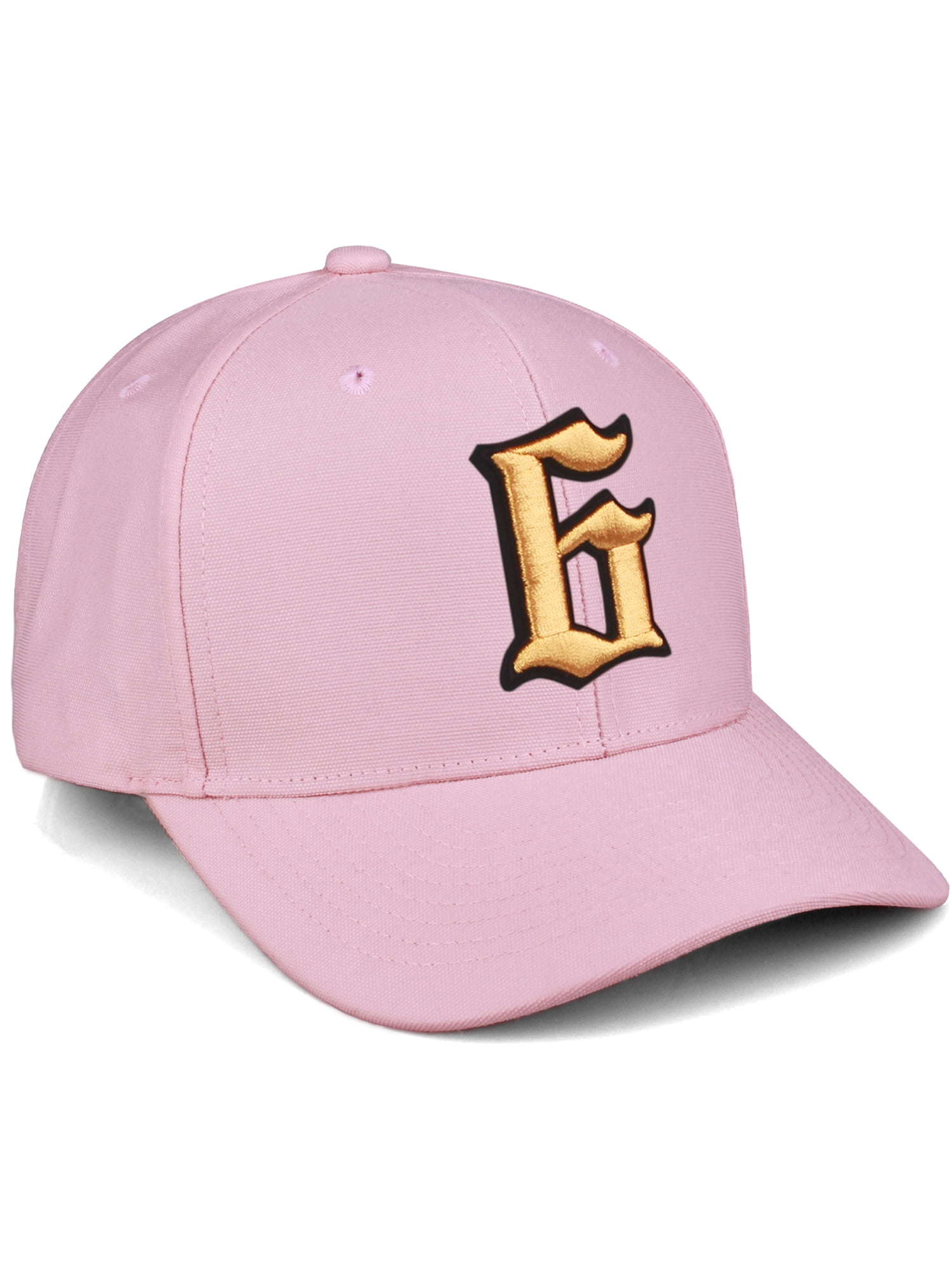 Daxton Premium Mid Profile Hat Semi Curved Visor Pink Cap Black Gold ...