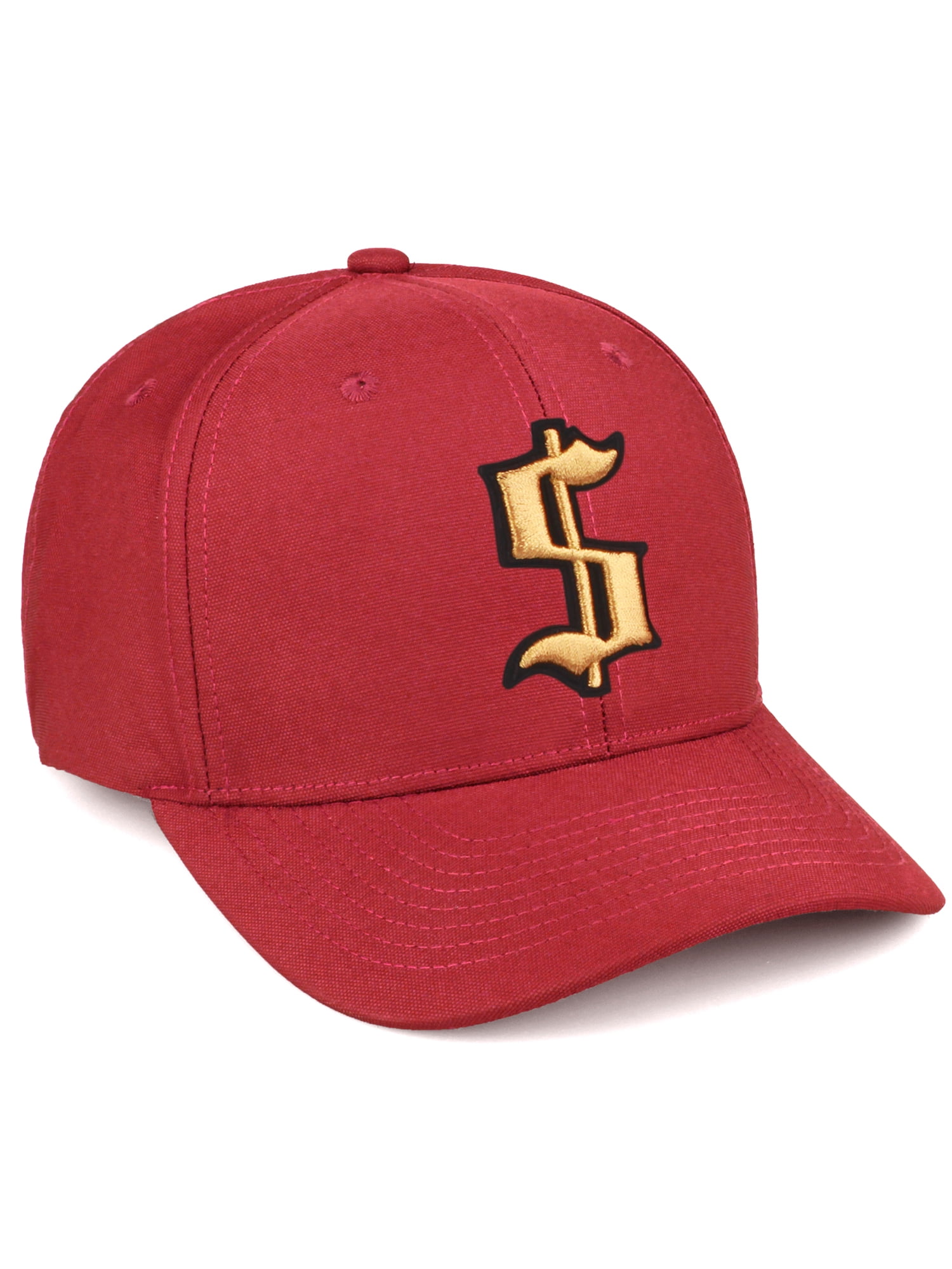 Daxton Premium Mid Profile Hat Semi Curved Visor Red Cap Black Gold ...