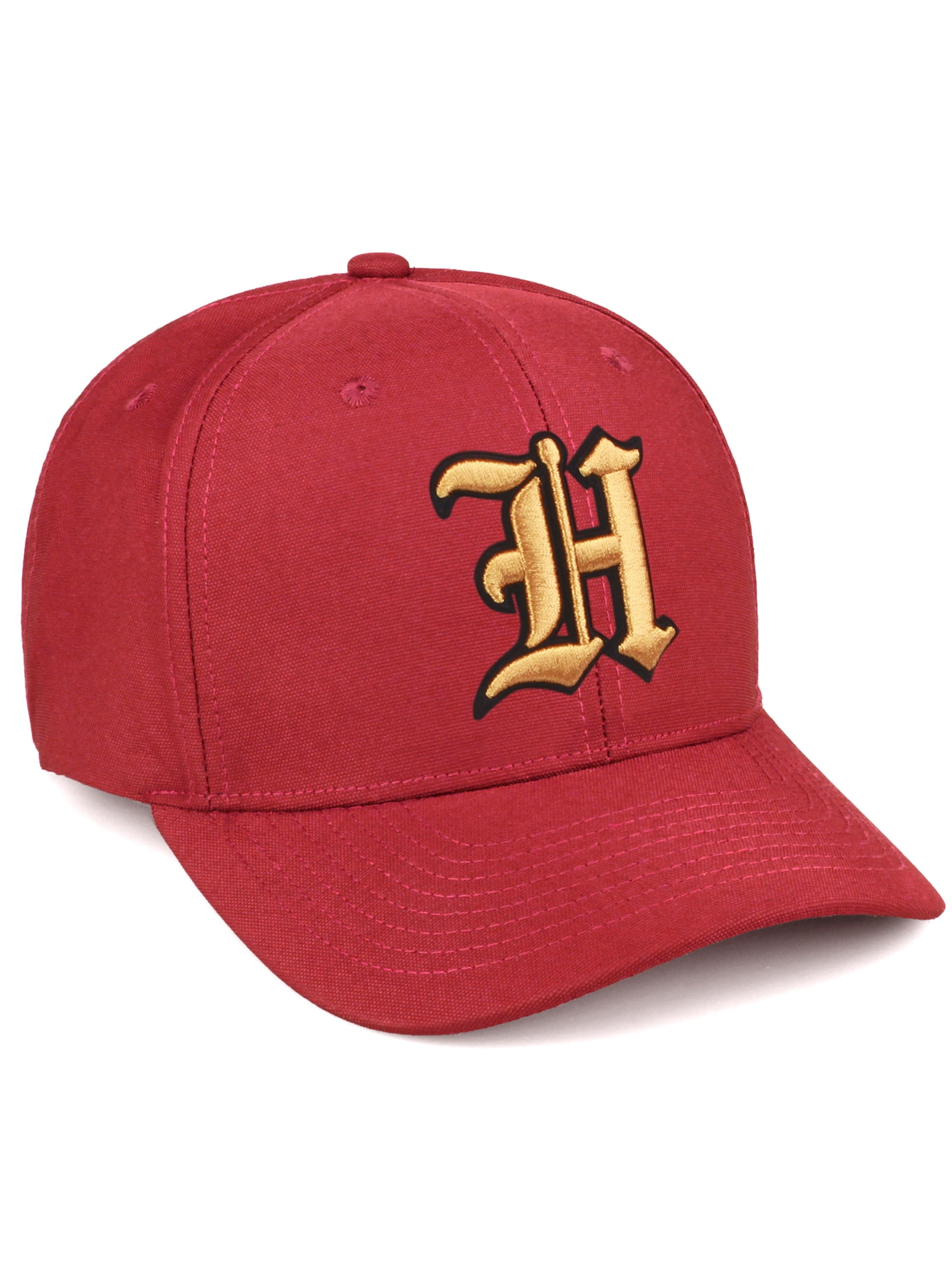 Daxton Premium Mid Profile Hat Semi Curved Visor Red Cap Black Gold ...