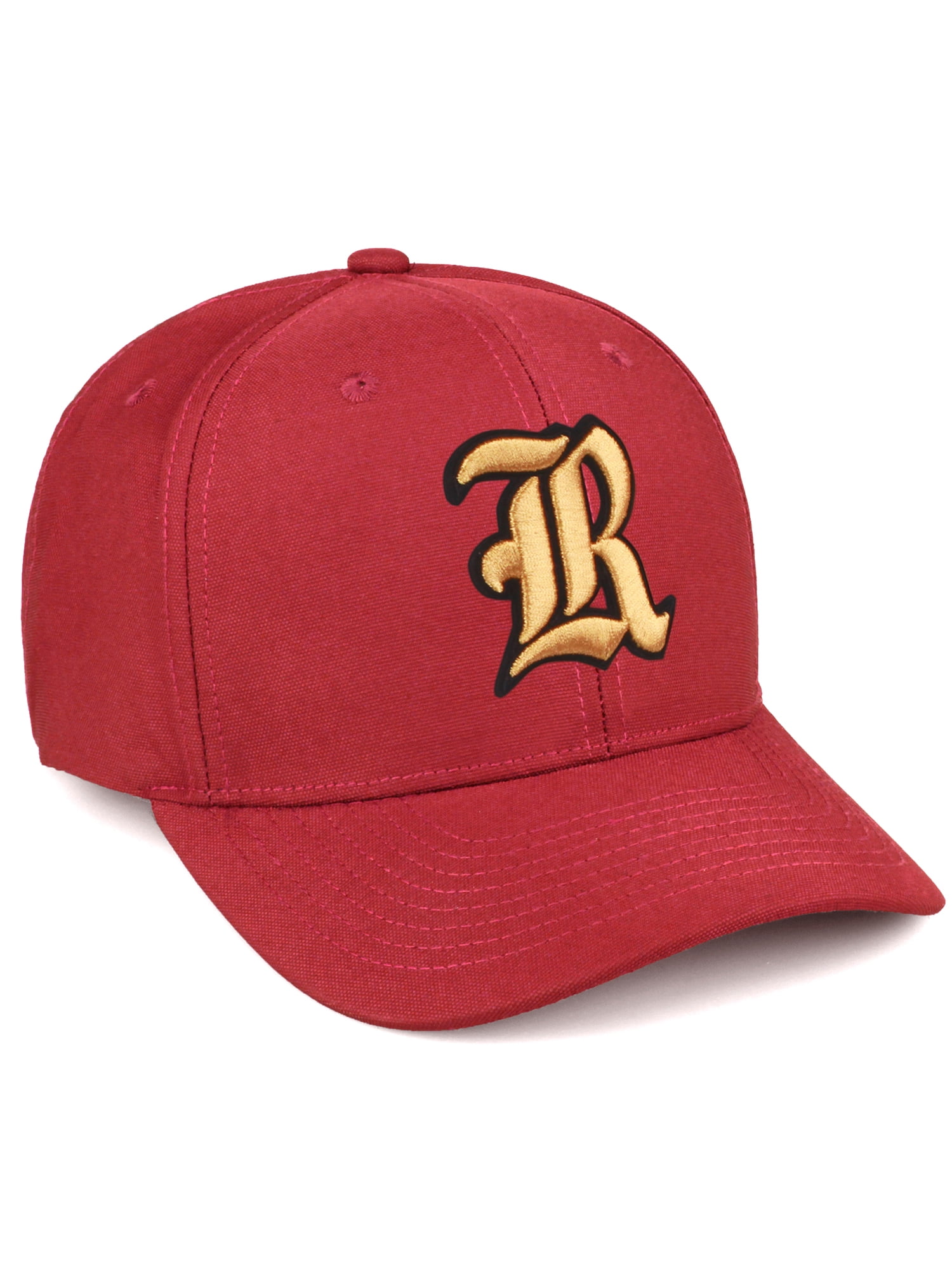 Daxton Premium Mid Profile Hat Semi Curved Visor Red Cap Black Gold ...