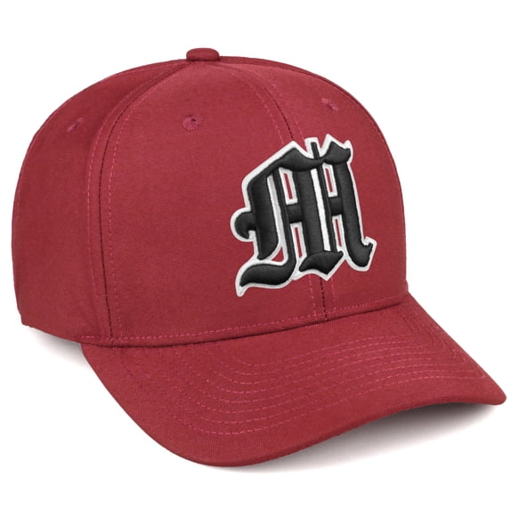 Daxton Premium Mid Profile Hat Semi Curved Visor Red Cap White Black ...