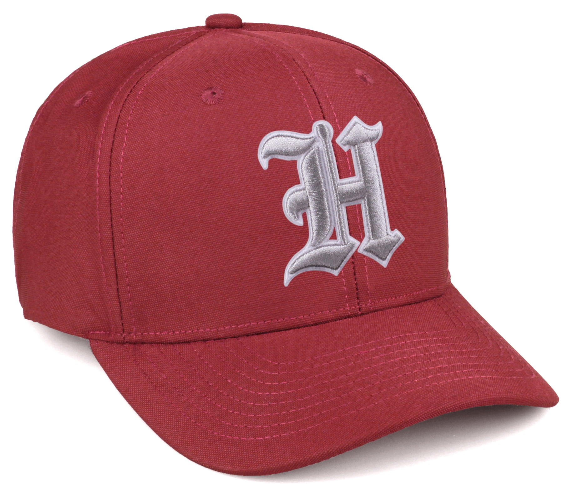 Daxton Premium Mid Profile Hat Semi Curved Visor Red Cap White Silver ...