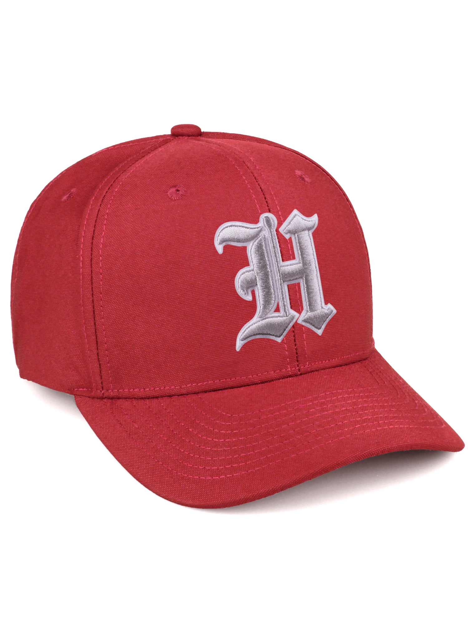 Daxton Premium Mid Profile Hat Semi Curved Visor Red Cap White Silver ...