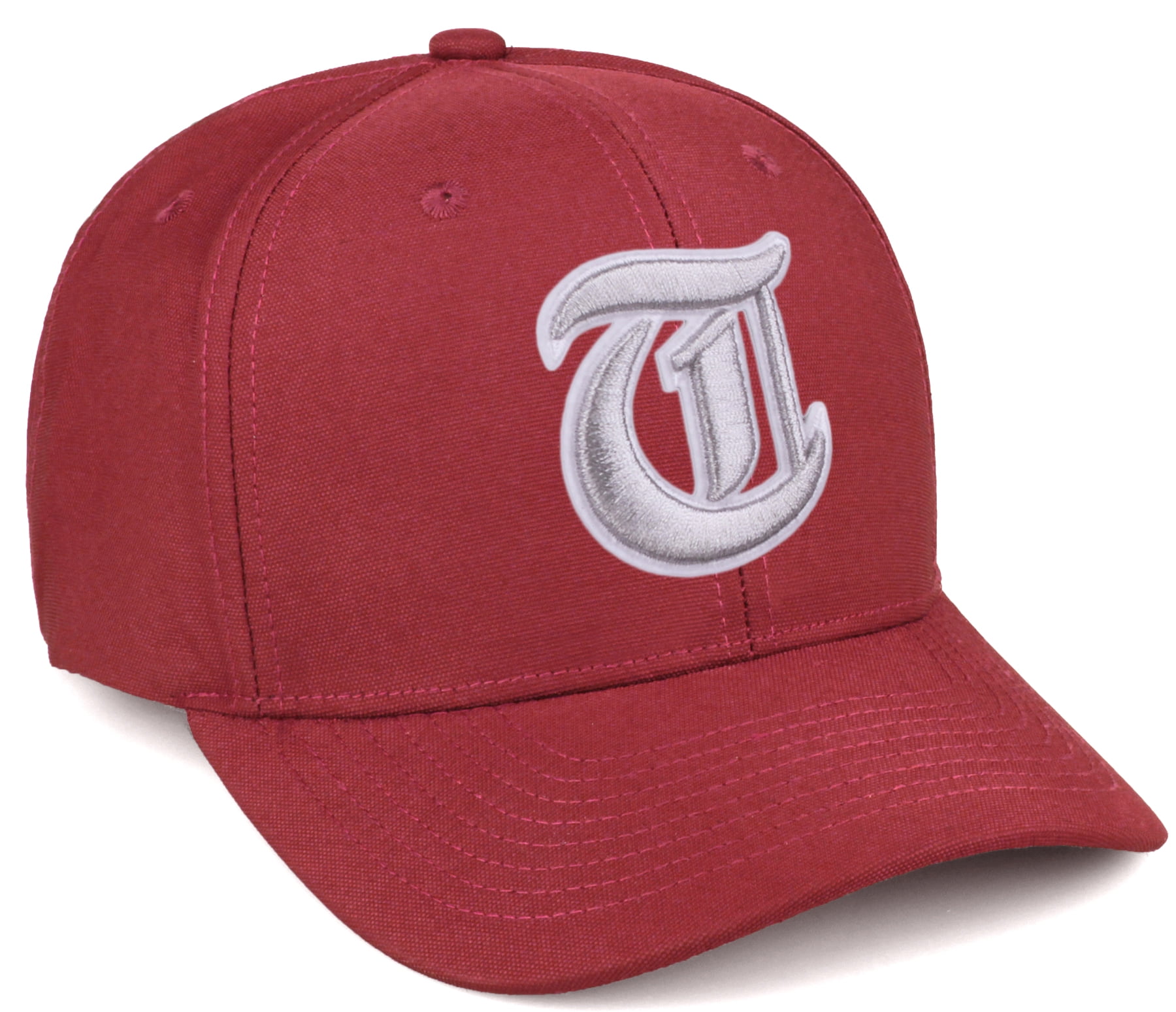 Daxton Premium Mid Profile Hat Semi Curved Visor Red Cap White Silver ...