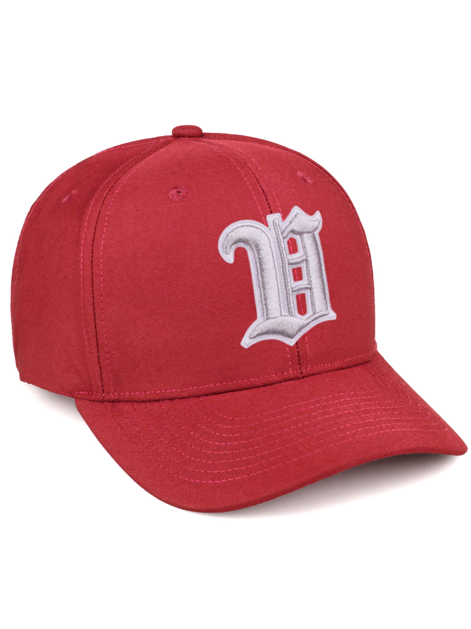 Daxton Premium Mid Profile Hat Semi Curved Visor Red Cap White Silver ...