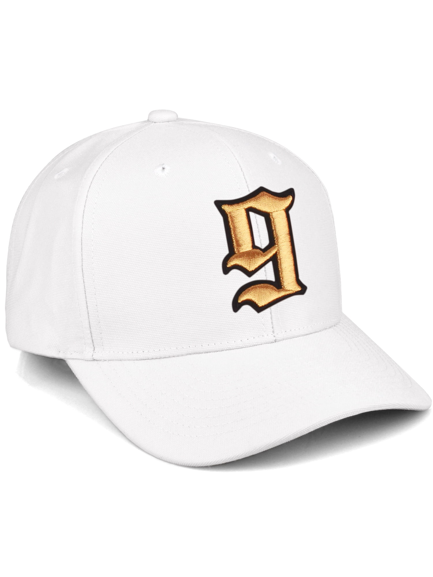 Daxton Premium Mid Profile Hat Semi Curved Visor White Cap Black Gold ...