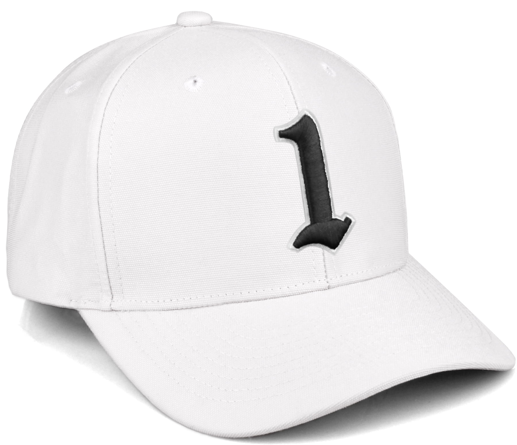 Daxton Premium Mid Profile Hat Semi Curved Visor White Cap White Black ...
