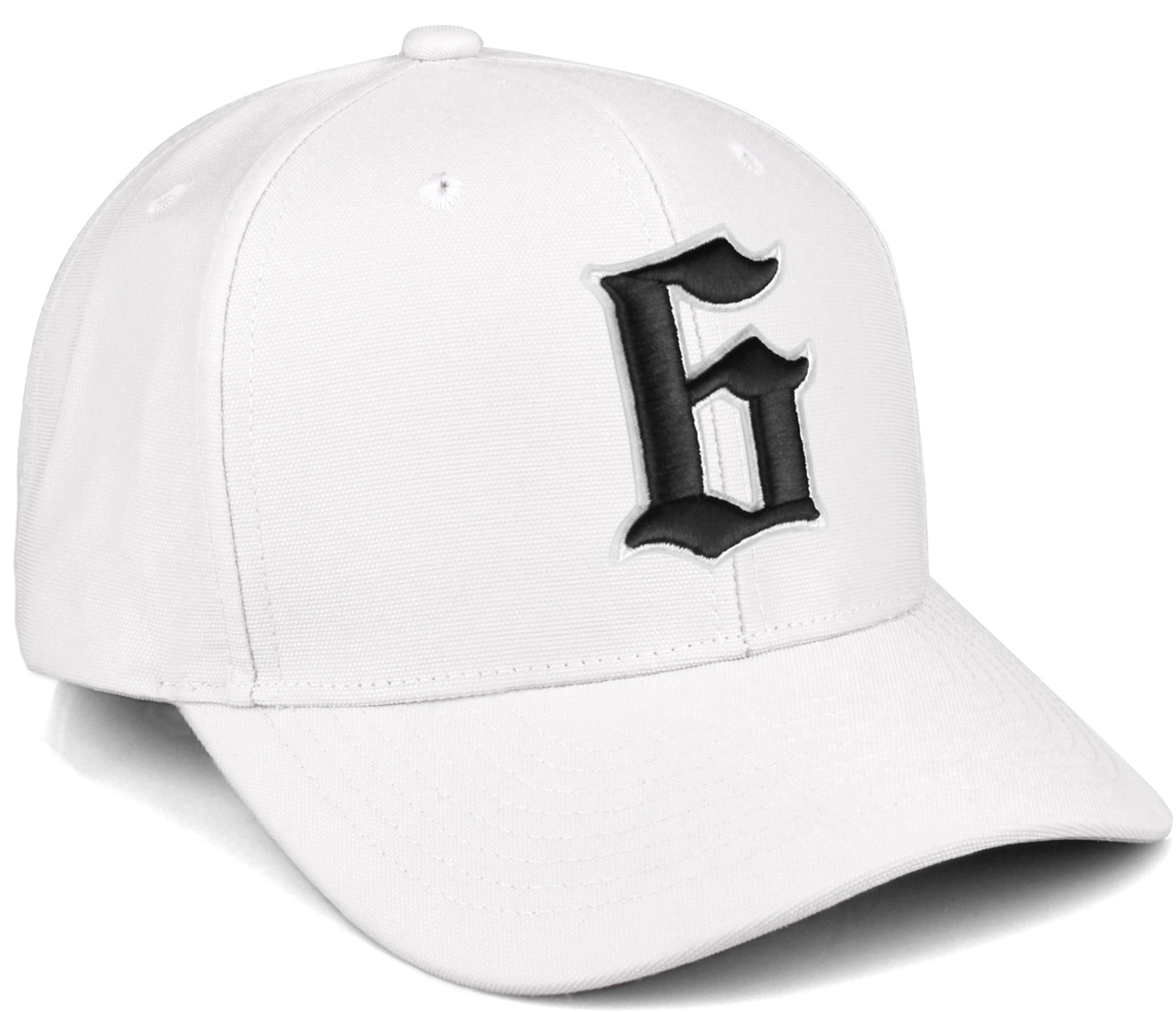 Daxton Premium Mid Profile Hat Semi Curved Visor White Cap White Black ...