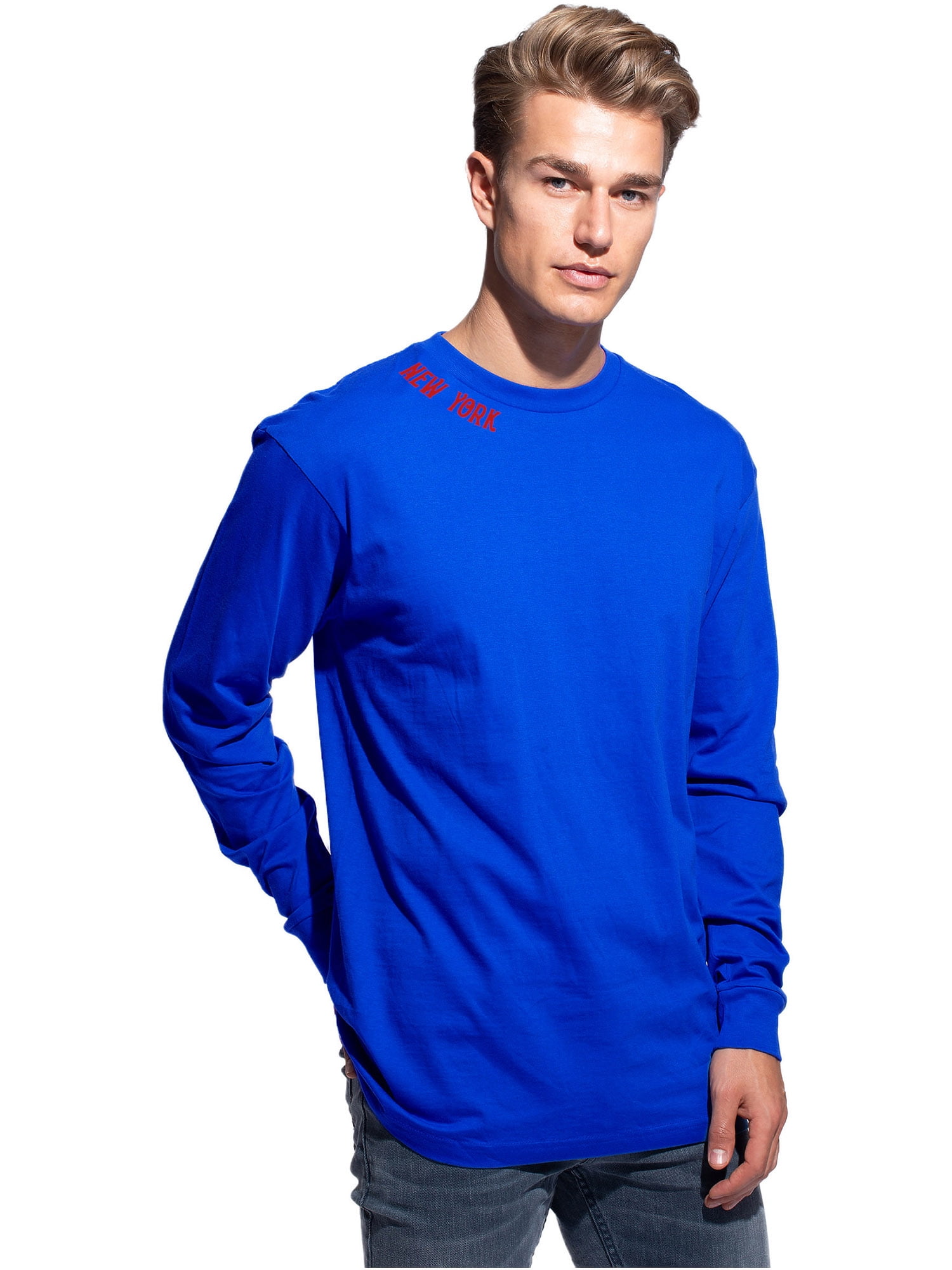 Daxton Premium New York Men Long Sleeves T Shirt Ultra Soft Medium Weight Cotton, Royal Tee Red ...