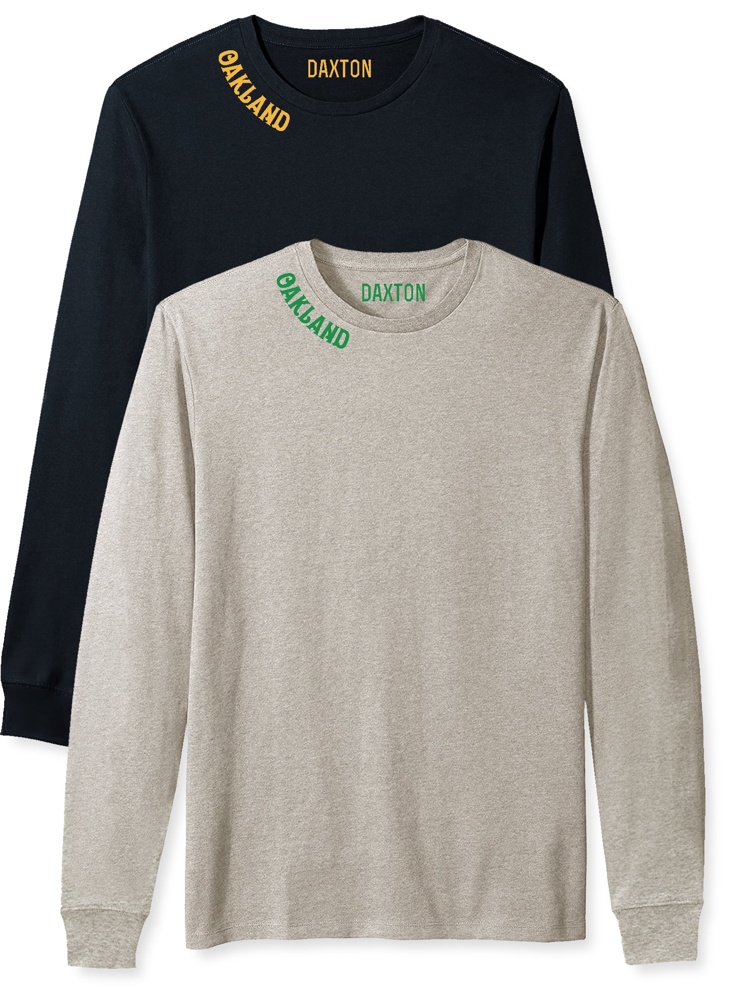 Daxton Premium Oakland Men Long Sleeves T Shirt Ultra Soft Medium Weight Cotton, 2Pk Black Gold ...