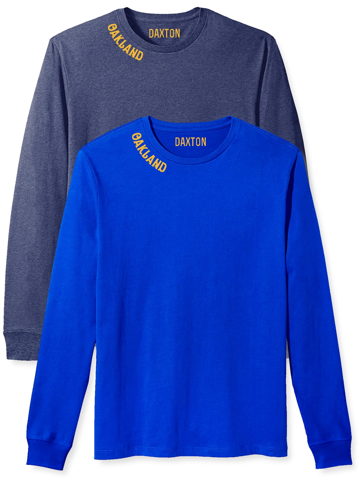 Daxton Premium Oakland Men Long Sleeves T Shirt Ultra Soft Medium Weight Cotton, 2Pk HNavy Gold ...