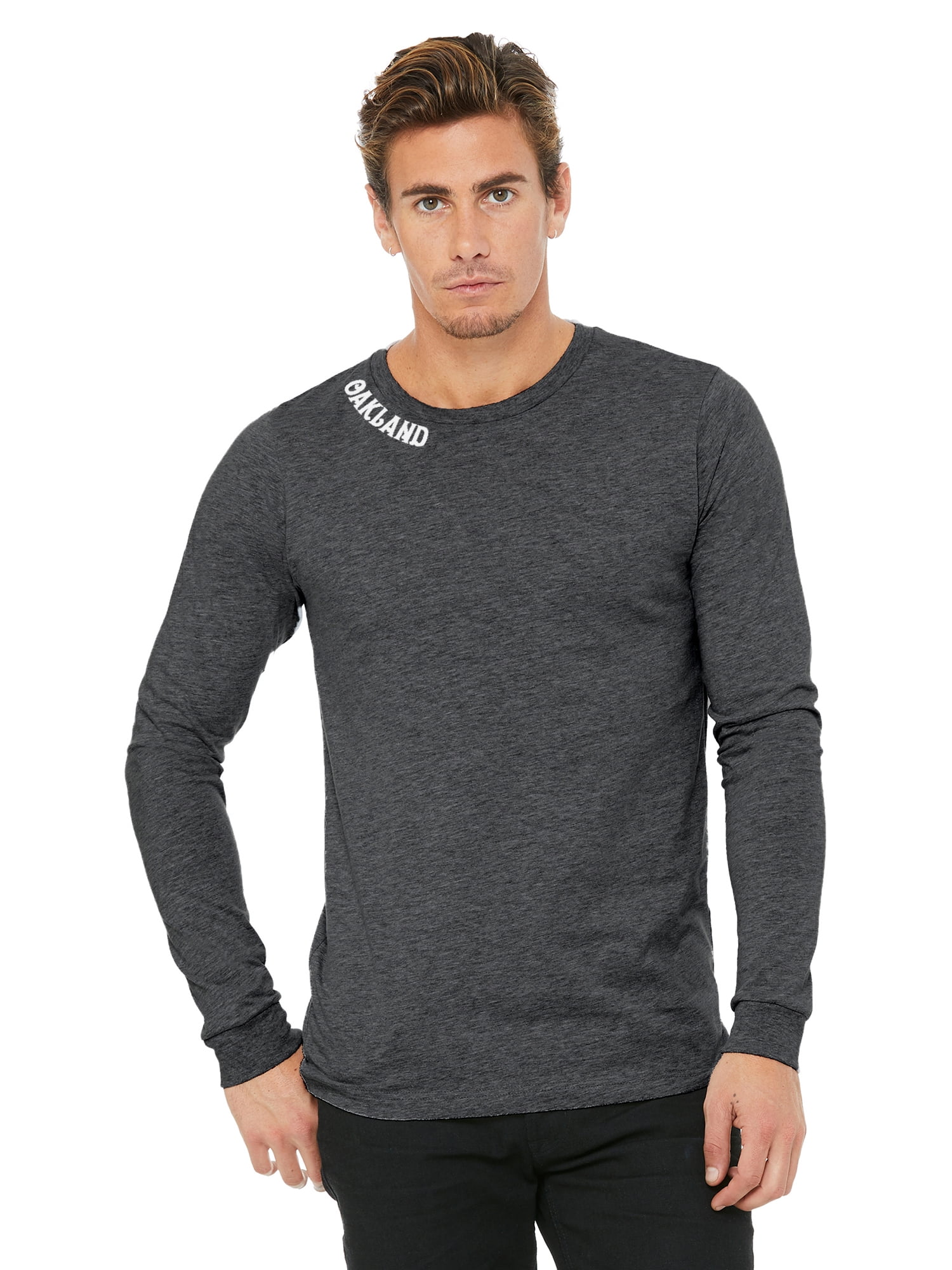 Daxton Premium Oakland Men Long Sleeves T Shirt Ultra Soft Medium Weight Cotton, Hth Charcoal ...